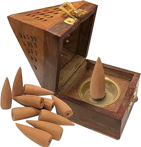 Amazon.com: 5inch Handcrafted Classic Wooden Pyramid Incense Cone ...