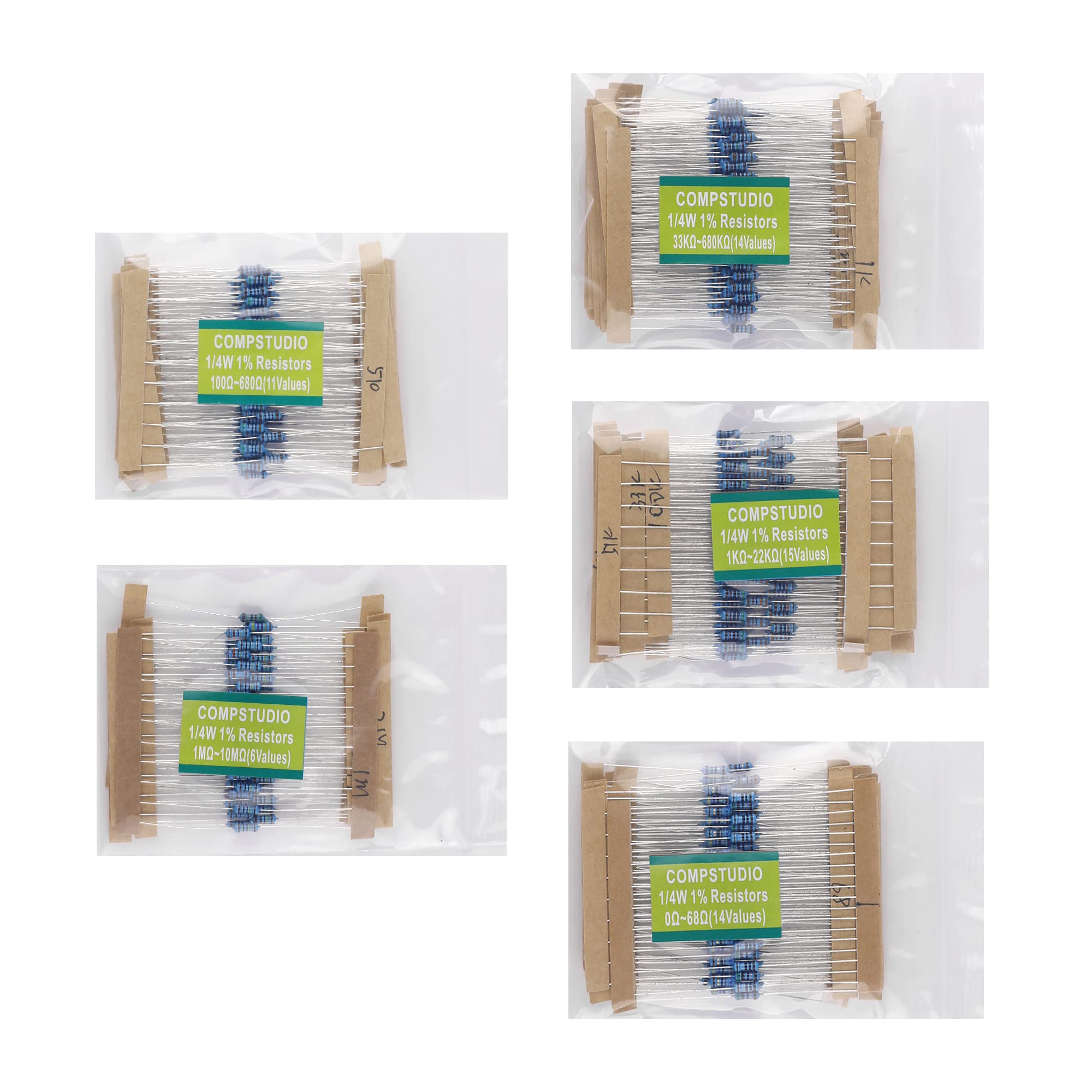 Snapklik.com : 1/4W 1% 60 Values 600pcs Resistor Assortment Kit 1/4 ...