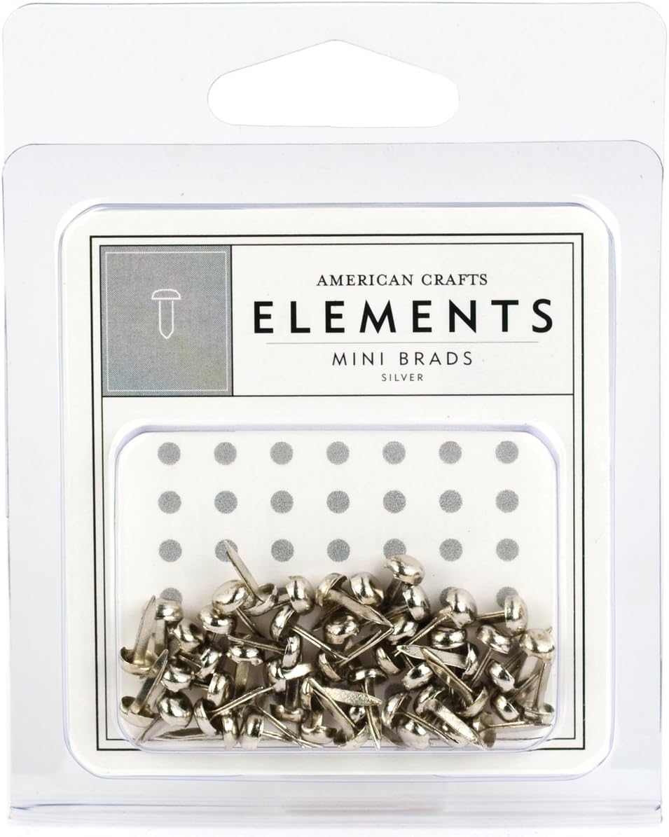 Amazon.com: American Crafts Elements Mini Brads, Silver
