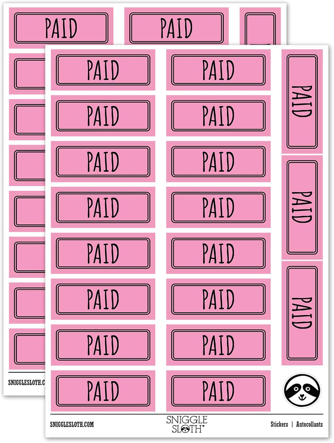 Amazon.com: Paid Double Line Border Invoice Sticker Pack - Matte Finish ...