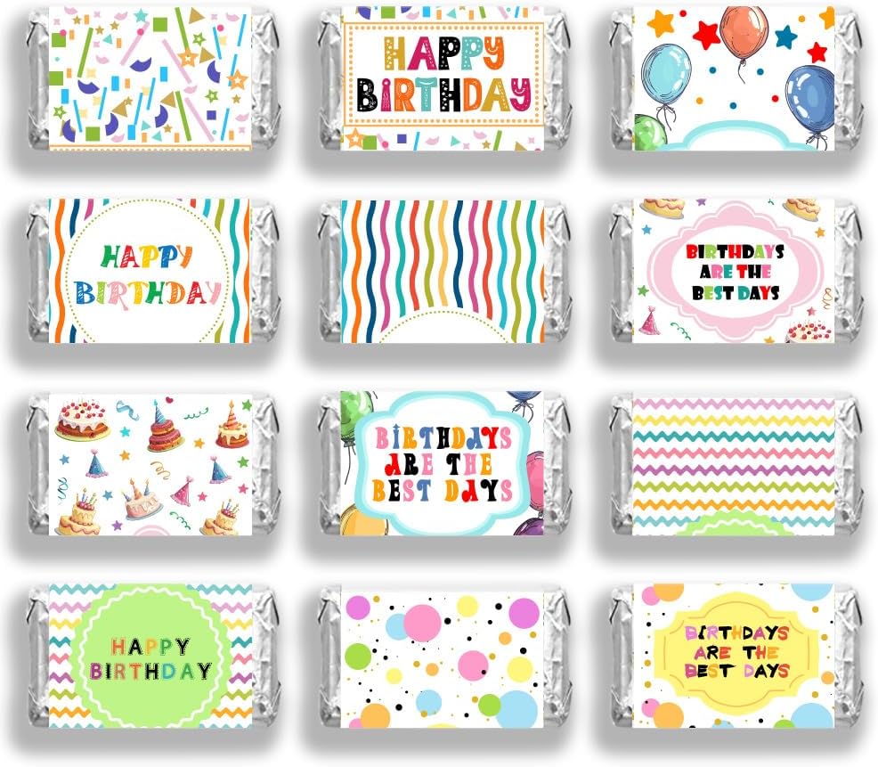 Amazon.com: arricraft 120 Pcs Happy Birthday Mini Candy Bar Wrappers ...
