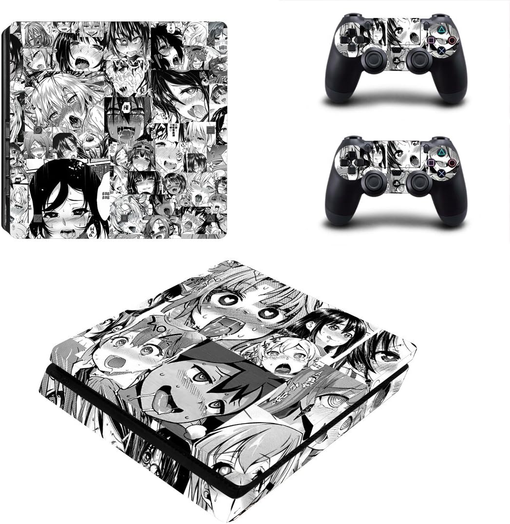 Amazon.com: Vanknight PS4 Slim Console Controllers Skins Set Anime ...
