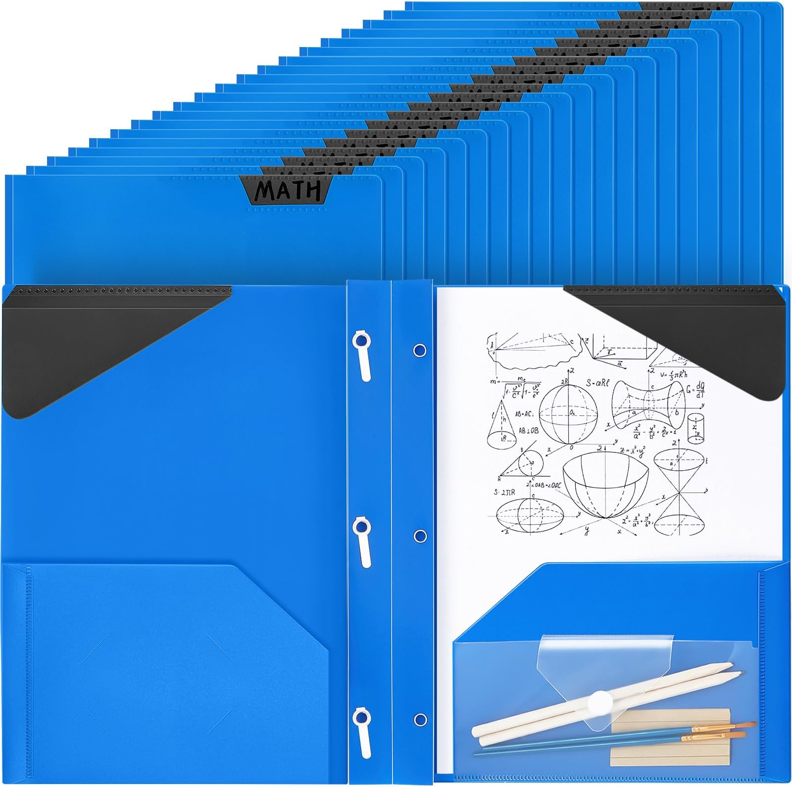 Amazon.com : PerKoop 60 Pcs 2 Pocket Folder with Prongs Plastic Folders ...