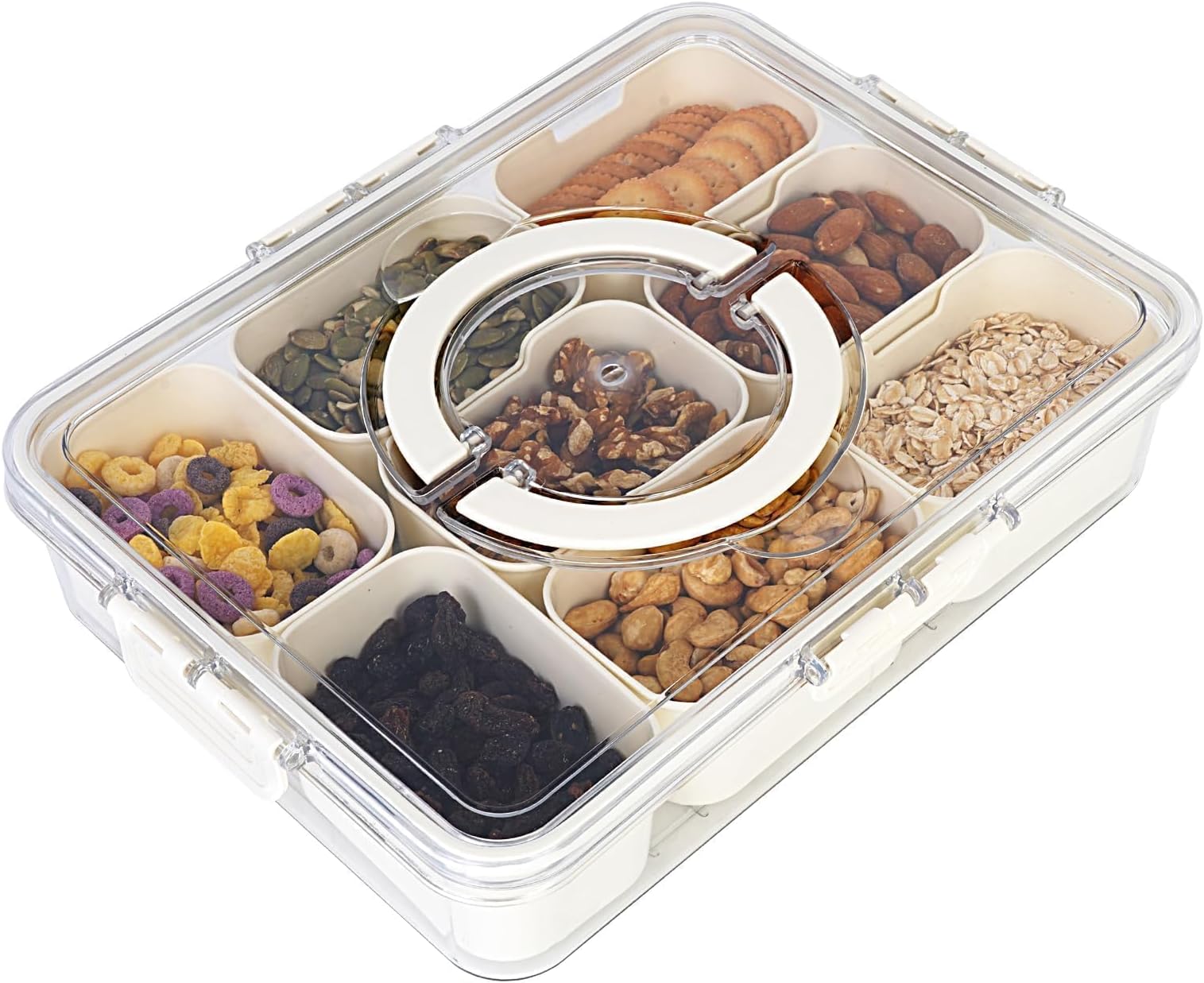 Amazon.com: Divided Snackle Box, Clear Serving Tray with Lid and Handle ...