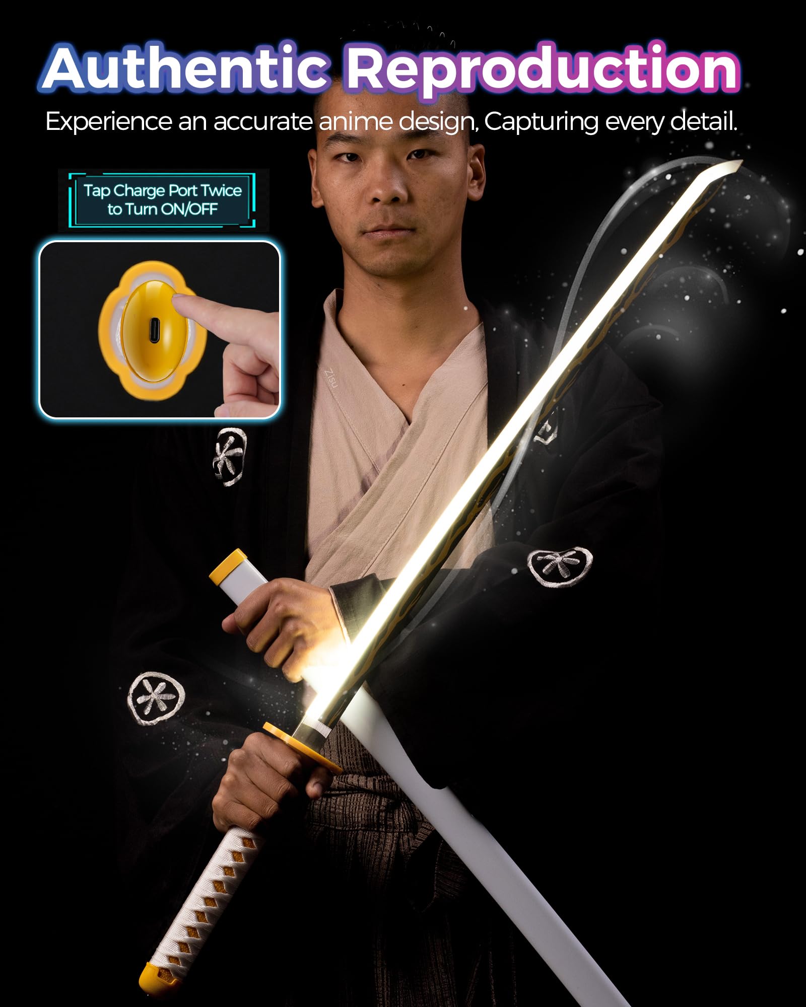 Snapklik.com : Zisu Light Up Zenitsu Sword - 40-Inch Replica