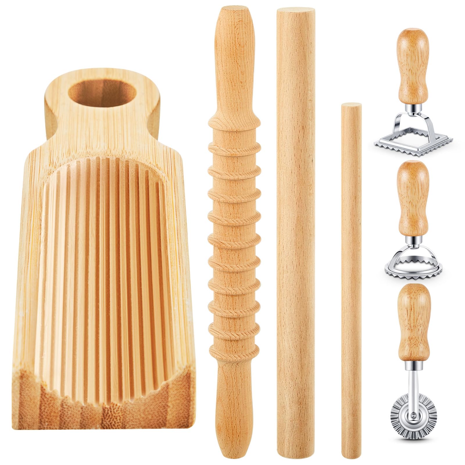 Amazon.com: Tioncy 7 Pcs Gnocchi Pasta Making Tool, Wood Gnocchi Board ...