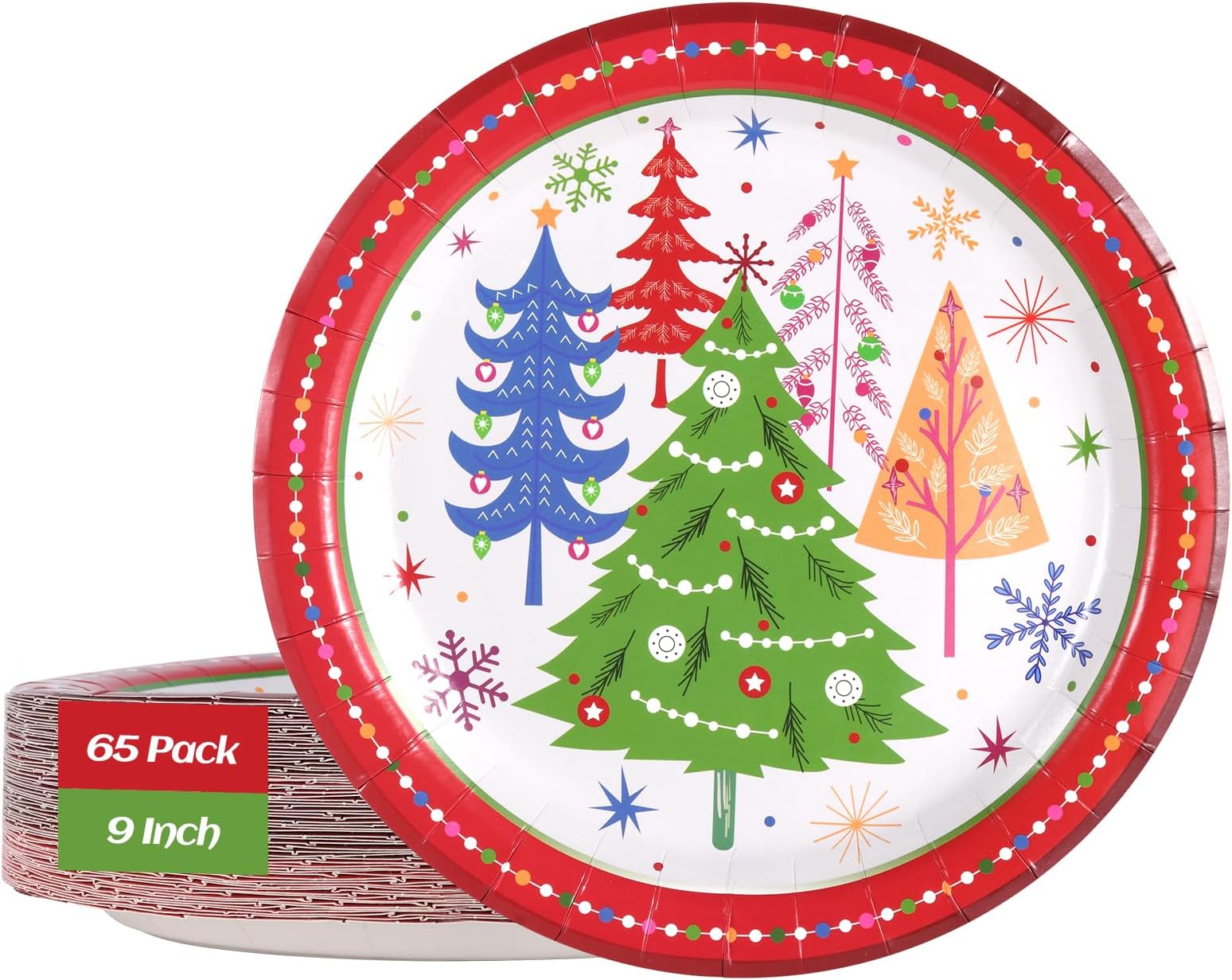 Amazon.com: Juvale 80 Pack Holiday Paper Plates Party Supplies ...