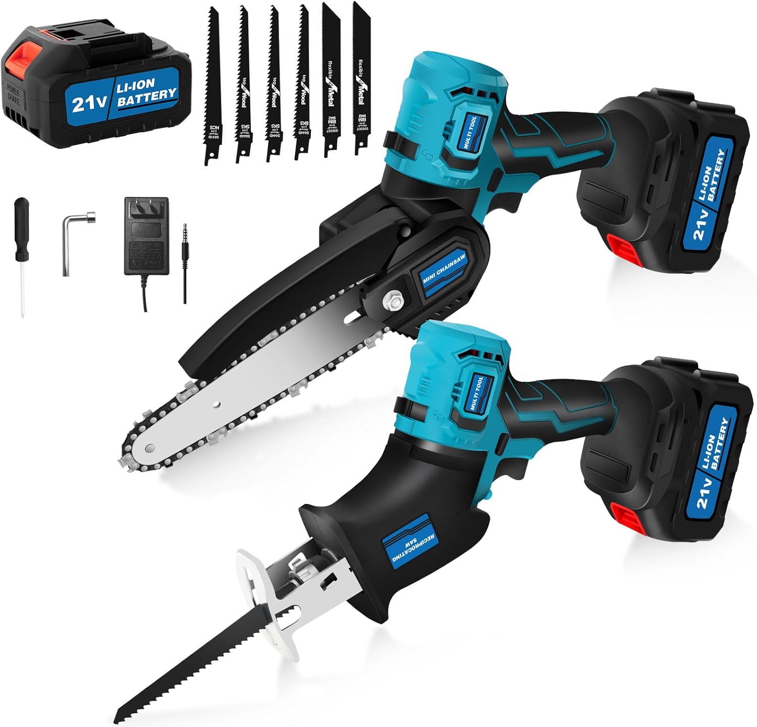 Poudee Power Tool Combo Kit 2 In 1, Mini Chainsaw, Brushless Cordless ...
