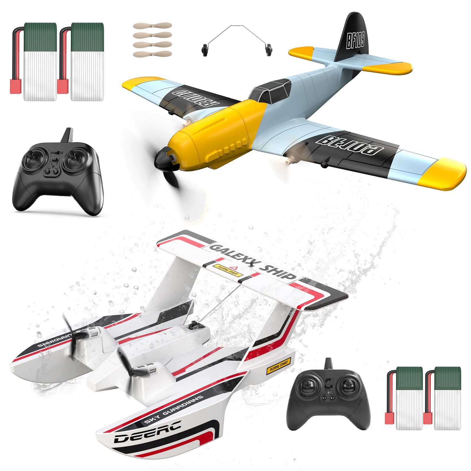 Amazon.com: DEERC RC Plane 3 CH BF-109 & Amphibious Aircraft : Toys & Games