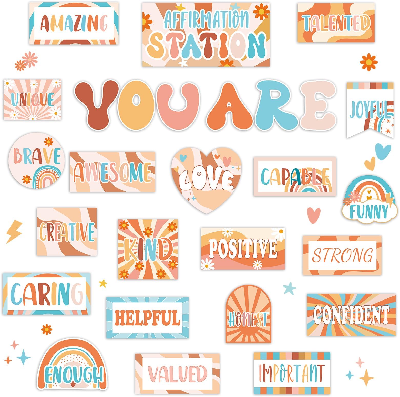 Amazon.com: Boho Bulletin Board Decorations,Groovy Affirmation Station ...