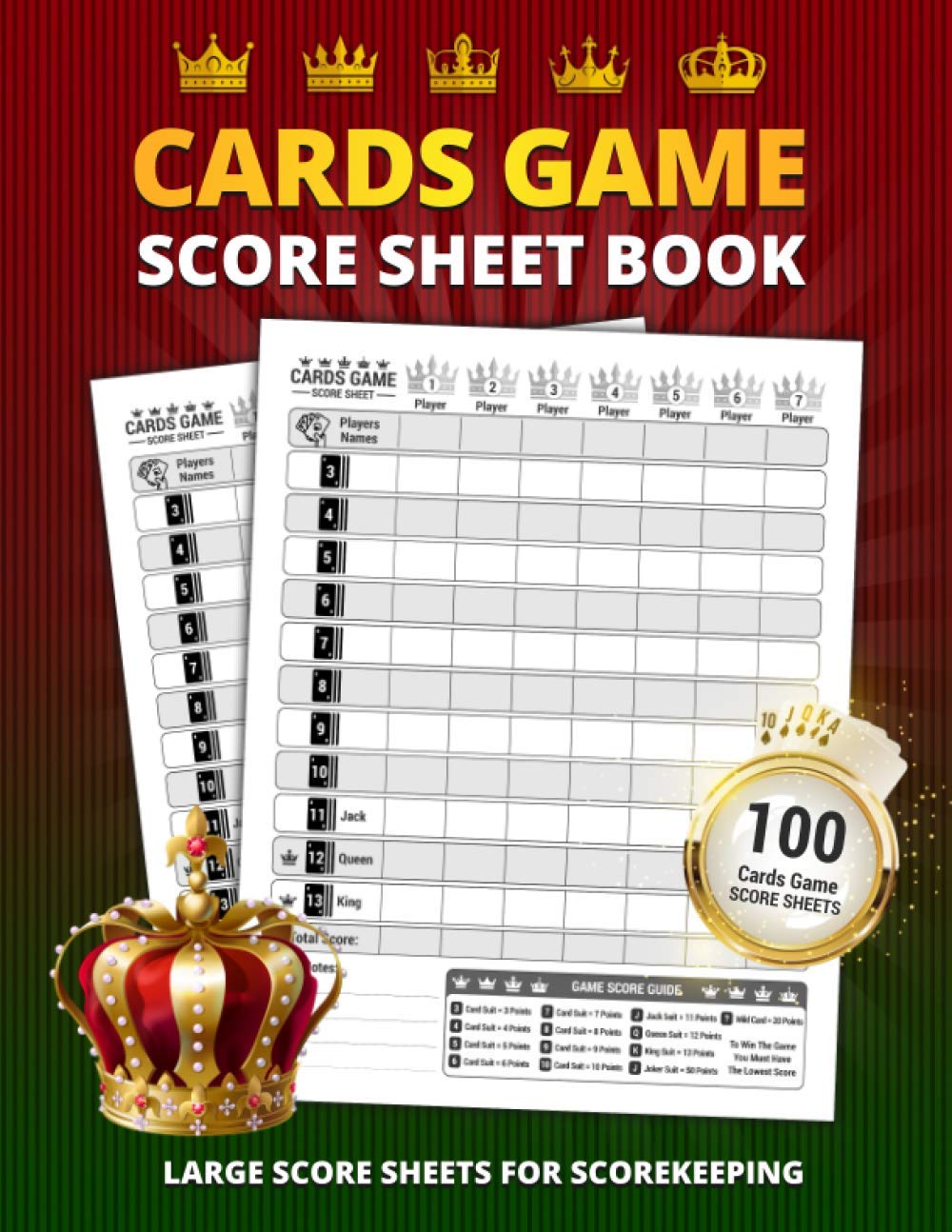 Cards Game Score Sheet Book: 100 Large Score Sheet Pages For ...
