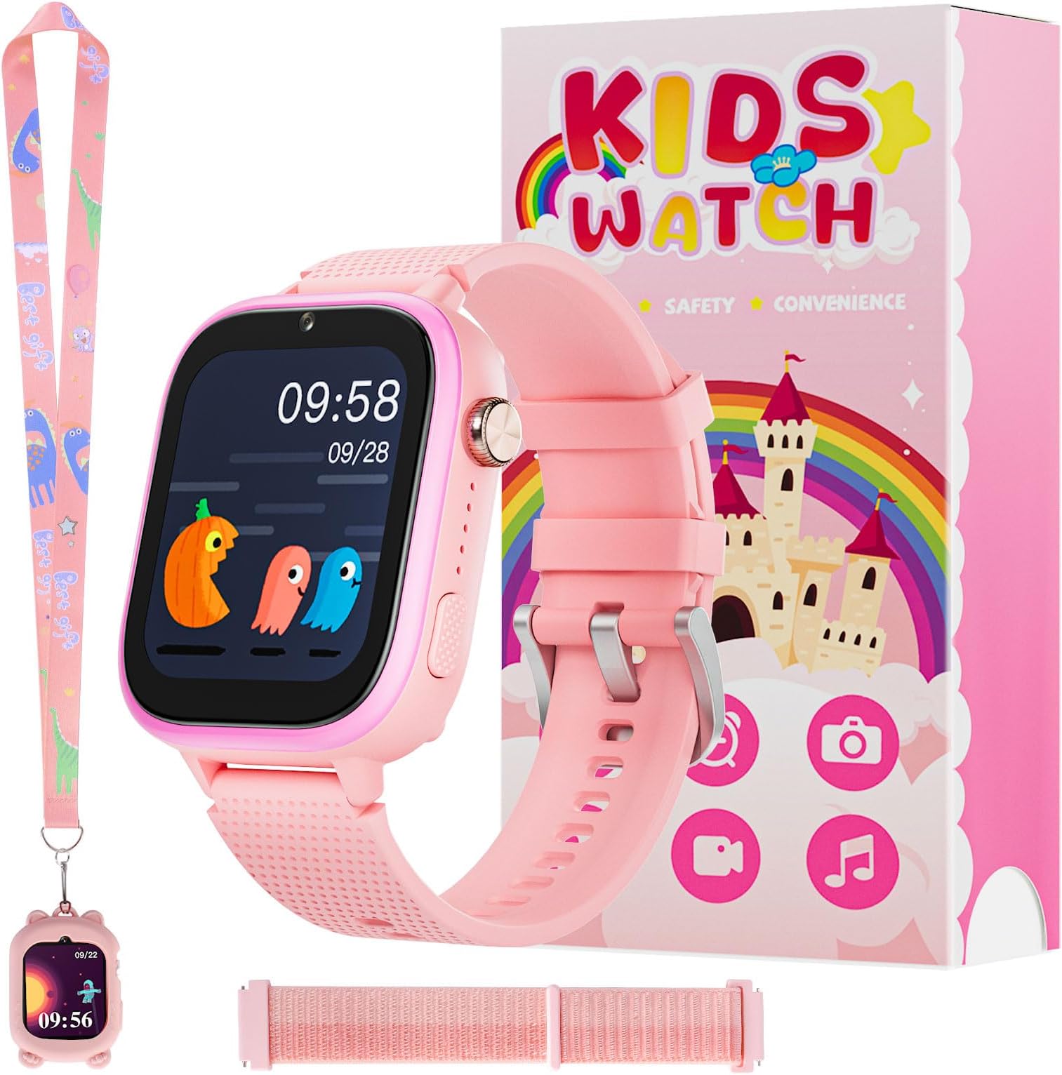 4G Smartwatch Kinder mit und Telefon & HD Video, Sprachchat, Gesichtsentsperrung, Schulmodus-Uhr ...