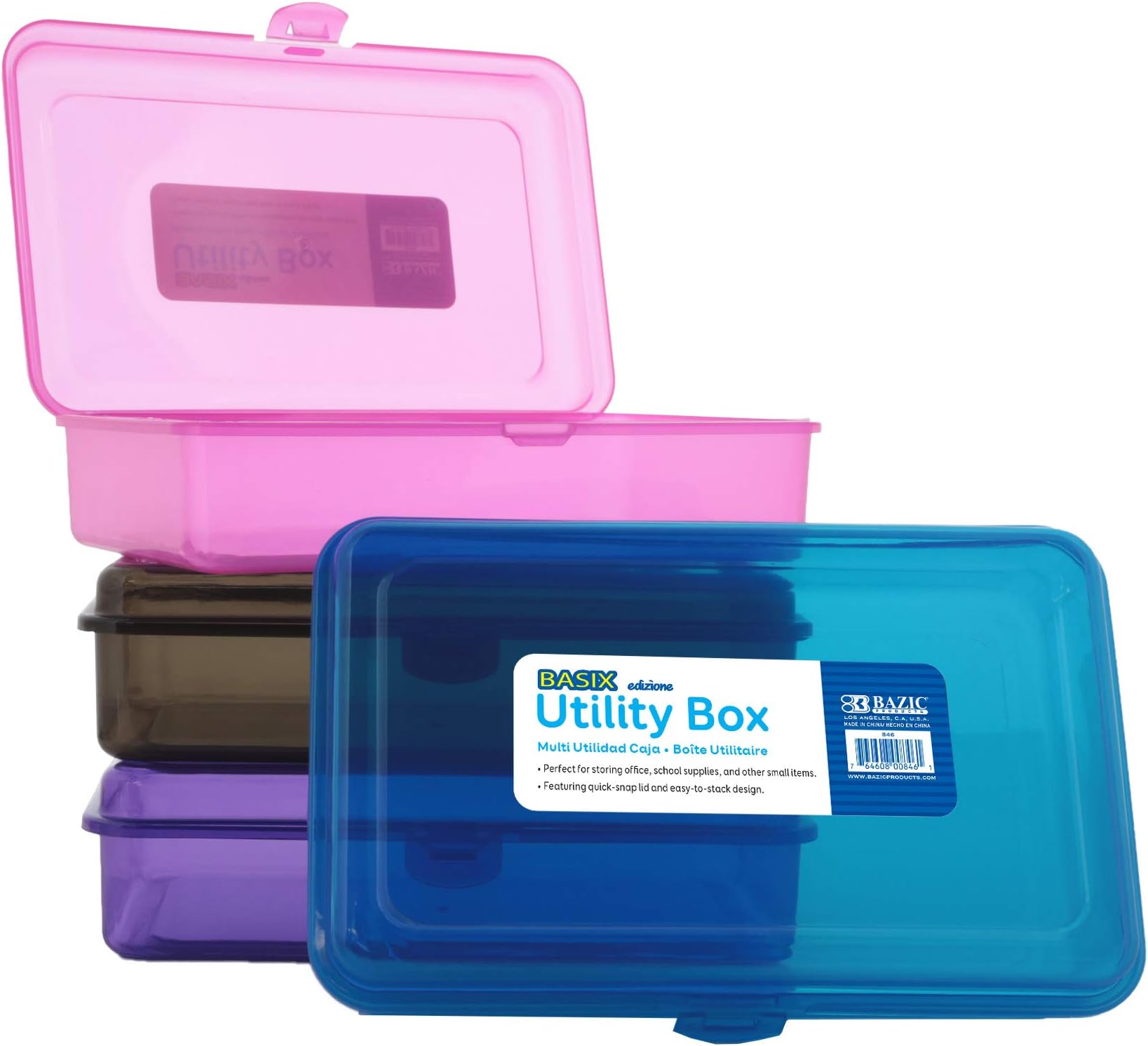 Amazon.com: BAZIC Plastic Pencil Case Utility Storage Box, Assorted ...