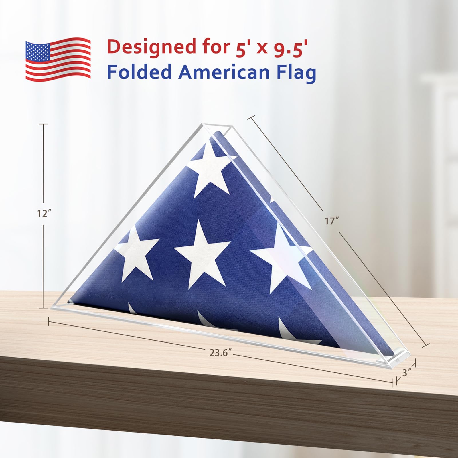 DOFOPO Flag Display Case for American Veteran Flag 5' x 9.5' Military ...