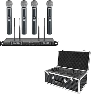 Amazon.com: Phenyx Pro Wireless Microphone System, Quad Channel Wireless Mic, w/ 4 Handheld ...