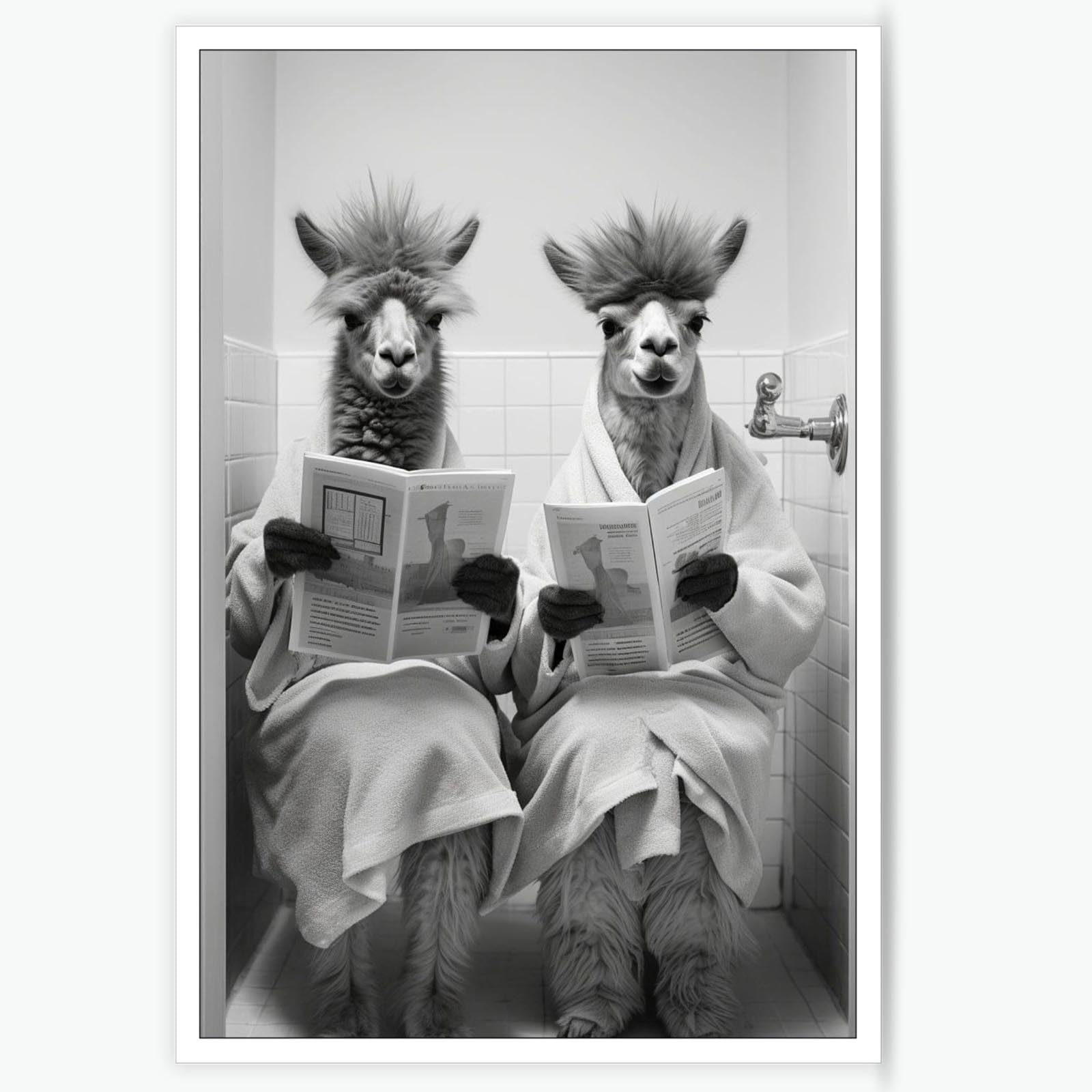 Amazon.com: horakey Trendy Two Alpacas Look At Newspaper Posters In The ...