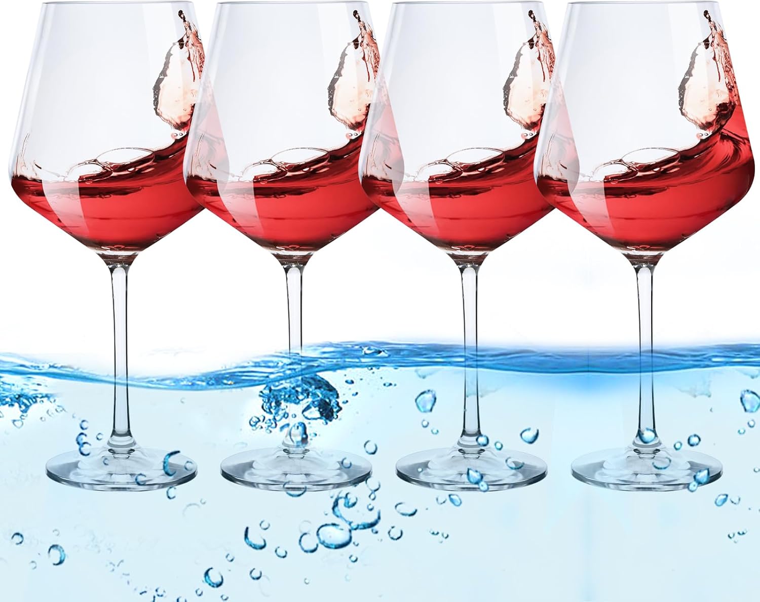 Amazon.com | LUXULISH Floating Acrylic Wine Glasses Set of 4, 22Oz ...