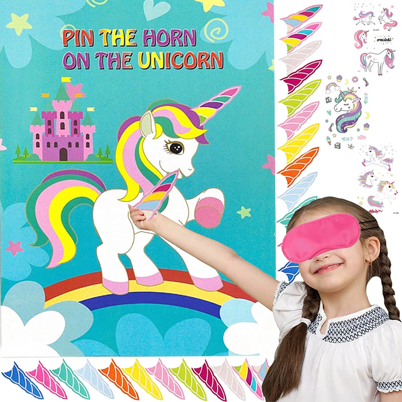 Buy Unicorn Birthday Party Favor Games,Pin The Horn On The Unicorn ...