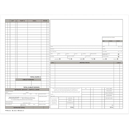 Amazon.com : Rediform Auto Repair Polypack, Carbonless, 3 Part, 8.5 x ...