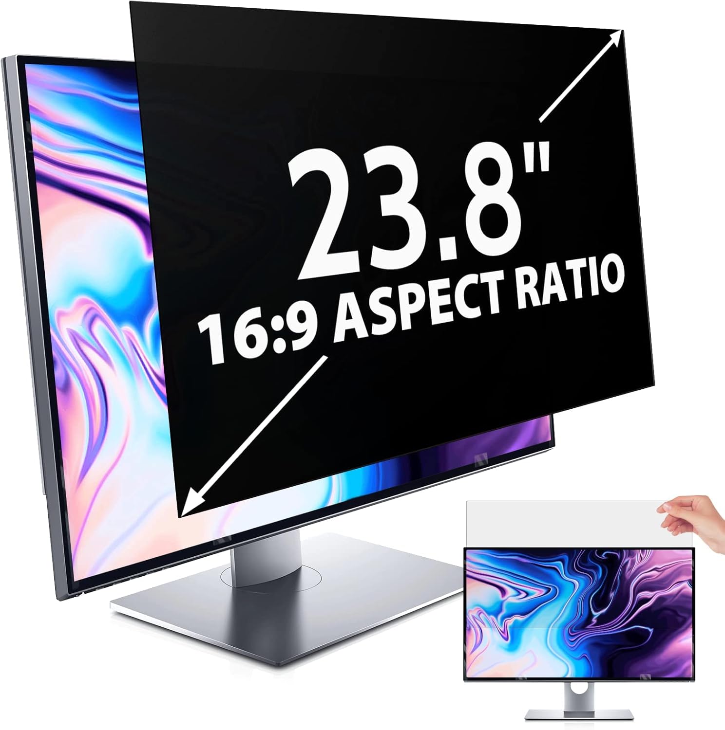 IPROKKO 23.8 Inch Computer Privacy Screen Filter, Removable Anti Glare ...