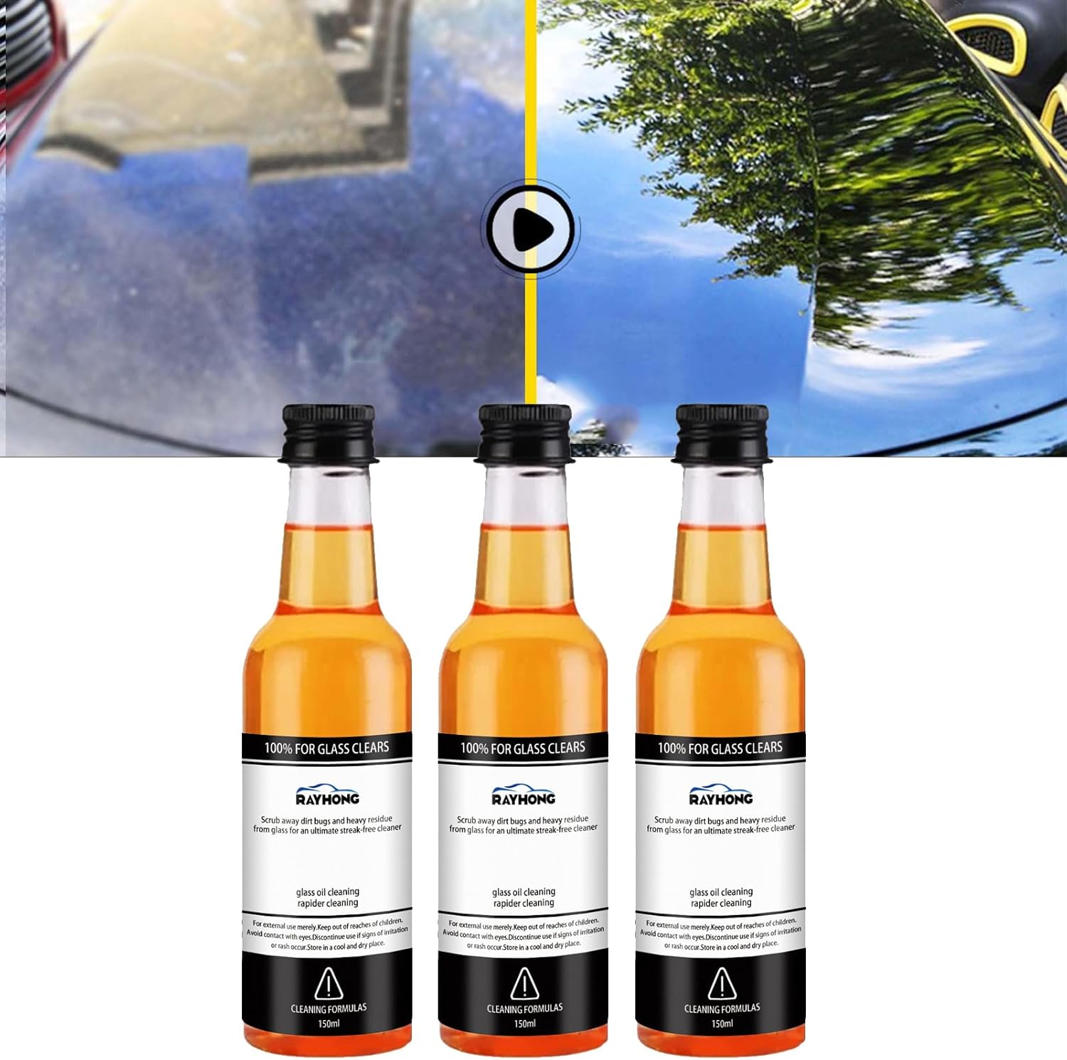 Amazon.com: Car Glass Oil Film Cleaner, 150ML/fl oz Car Glass Cleaner ...