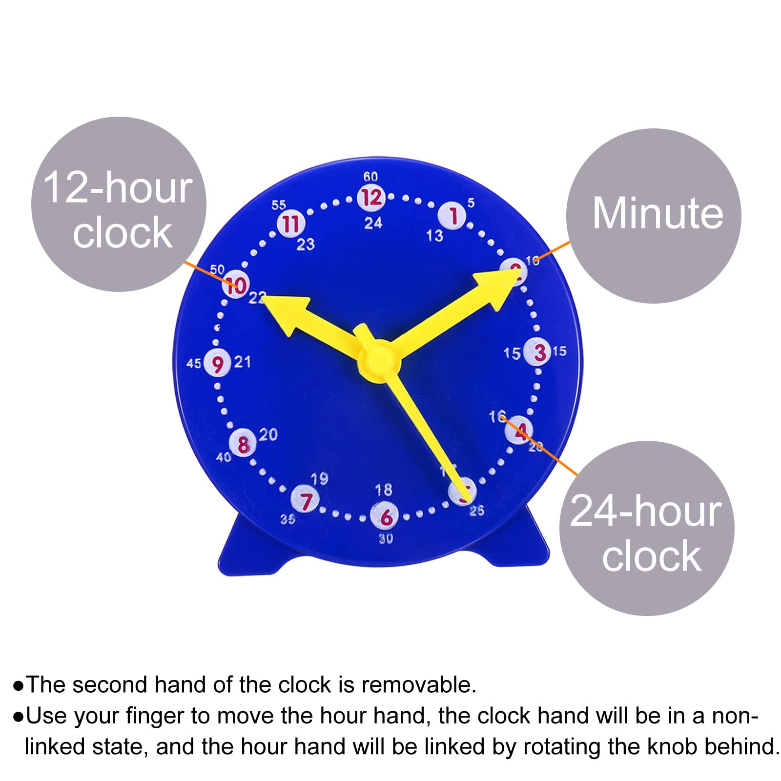 PATIKIL 4 inch Teaching Clock, Learn Clock Learning Tell Time Analog ...