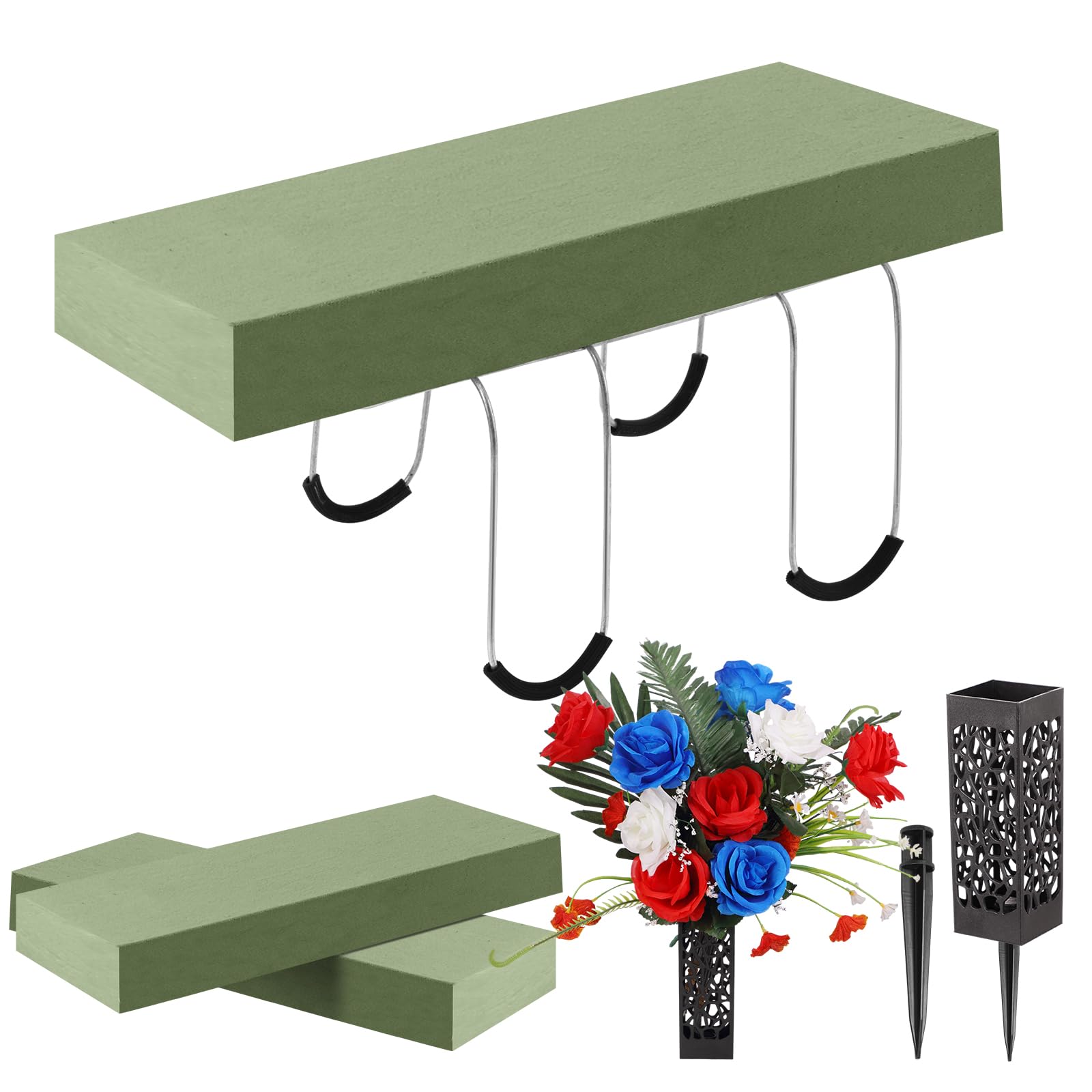 Amazon.com: Maitys 3 Pcs Gravestone Saddle Cemetery Headstone Flower ...