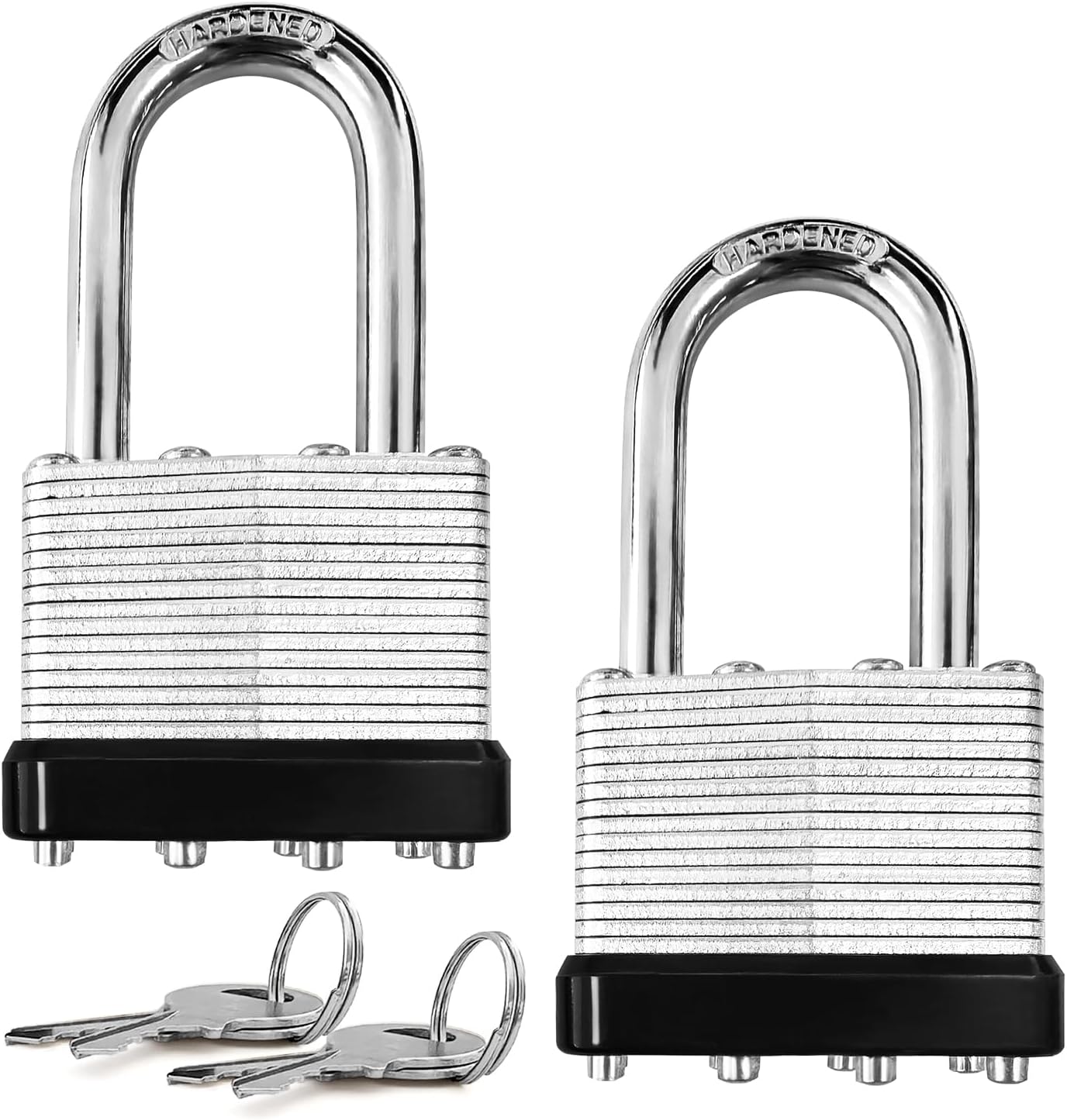 MEINUOKA 2 Pack Padlocks with Same Key, Heavy Duty Laminated Padlock ...