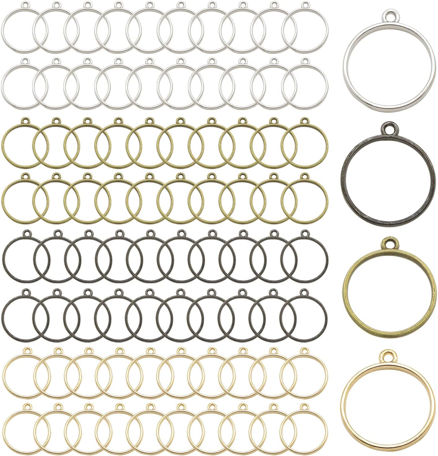 Amazon.com: 60Pcs Round Open Back Bezel Round Bezel Blank Trays Open ...