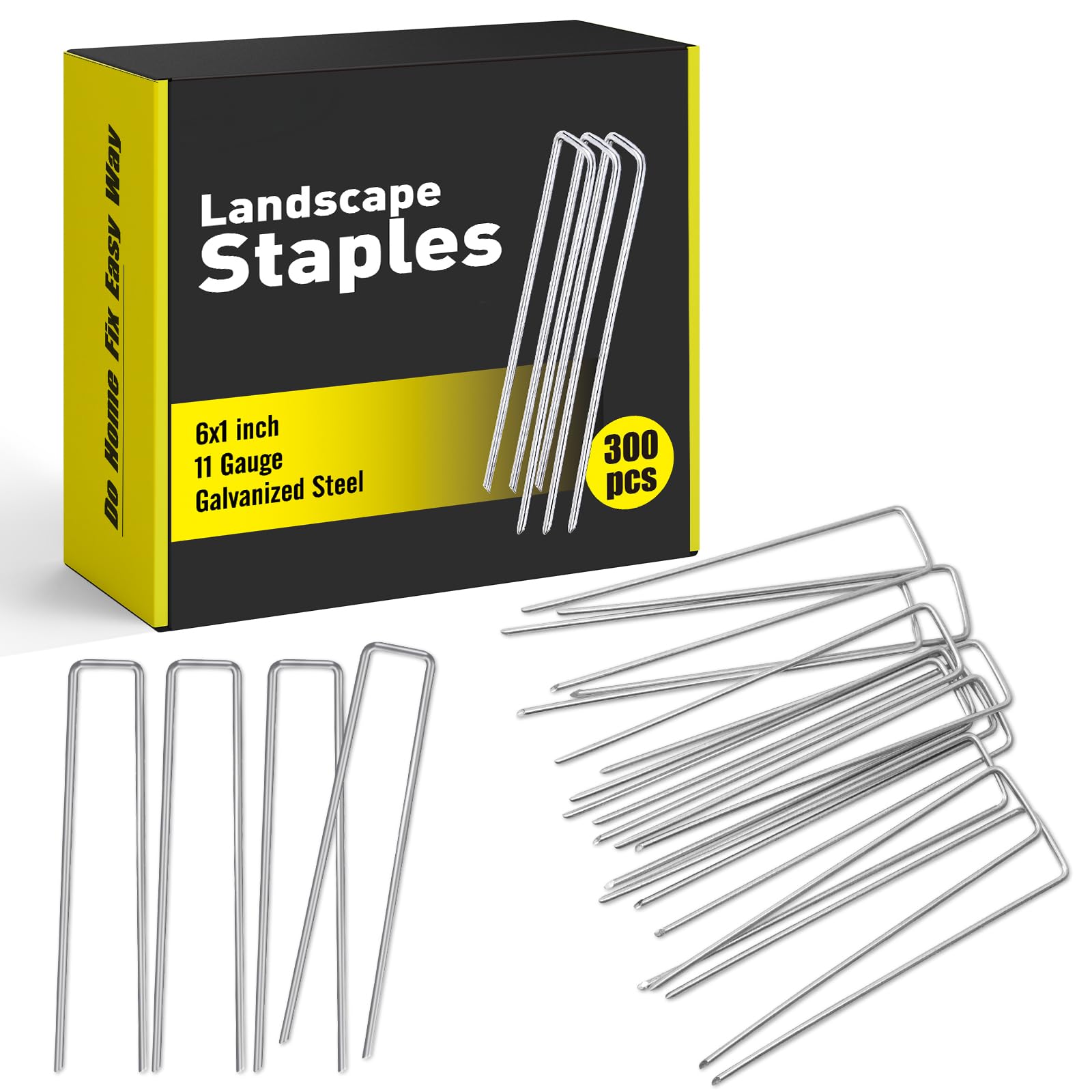 Amazon.com : HongWay 300 Pack Landscape Staples 6 Inch 11 Gauge Stakes, Galvanized Garden Staple ...