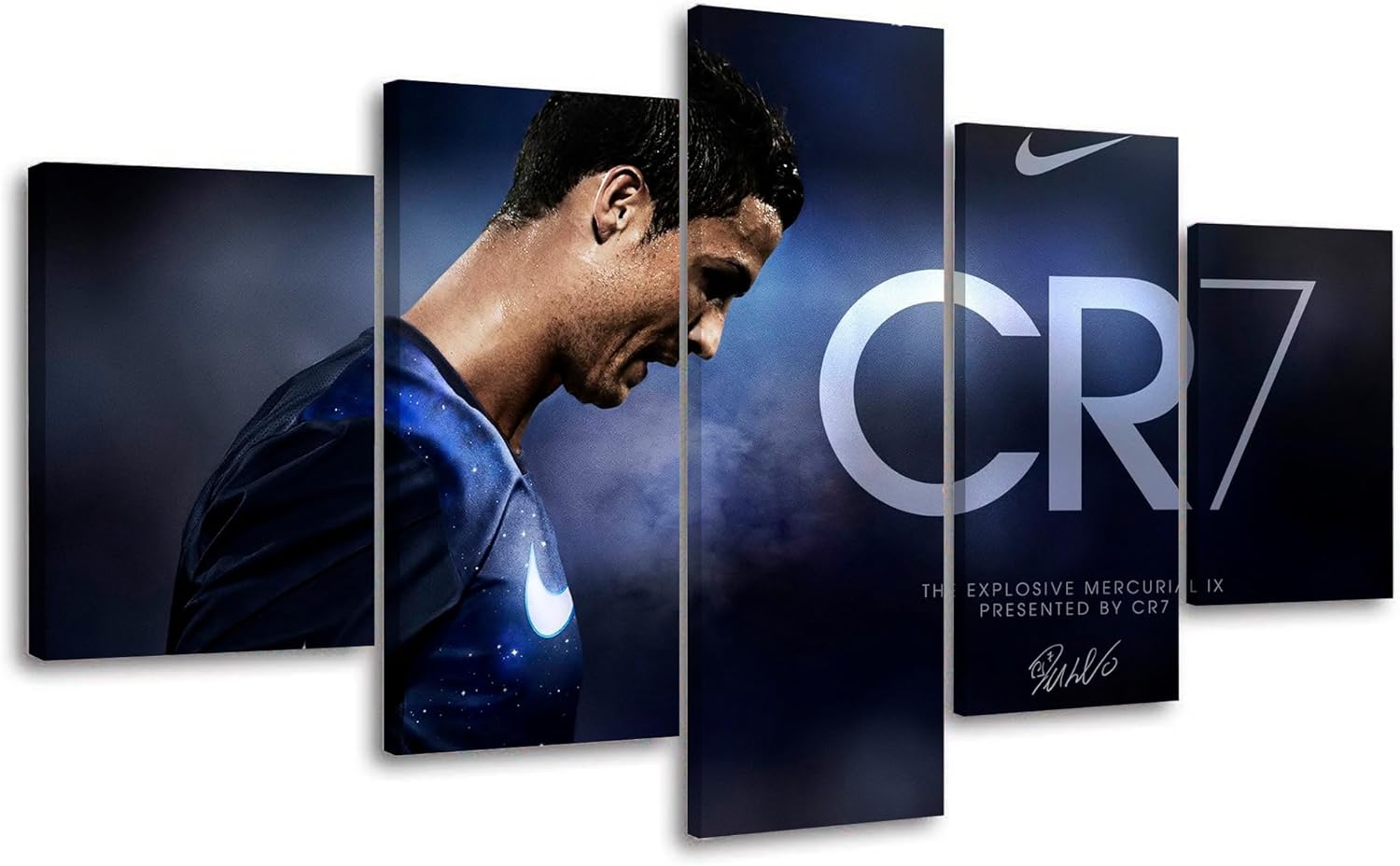 Set 5 Cuadros en Canvas Lienzo Impresión | Cristiano Ronaldo Letras CR7 ...