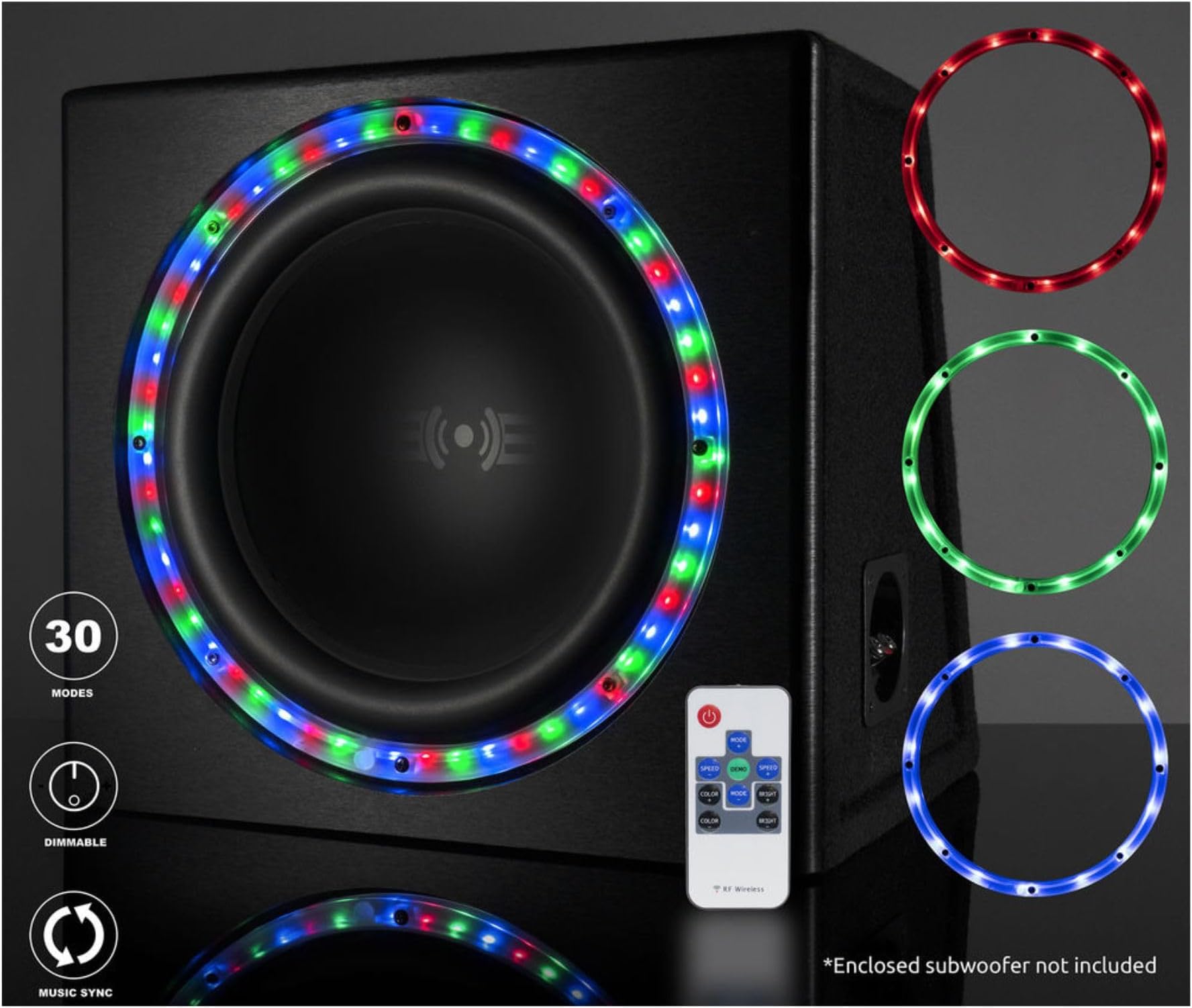 Amazon.com: BELVA Universal 12-inch RGB LED Subwoofer Light Ring with ...