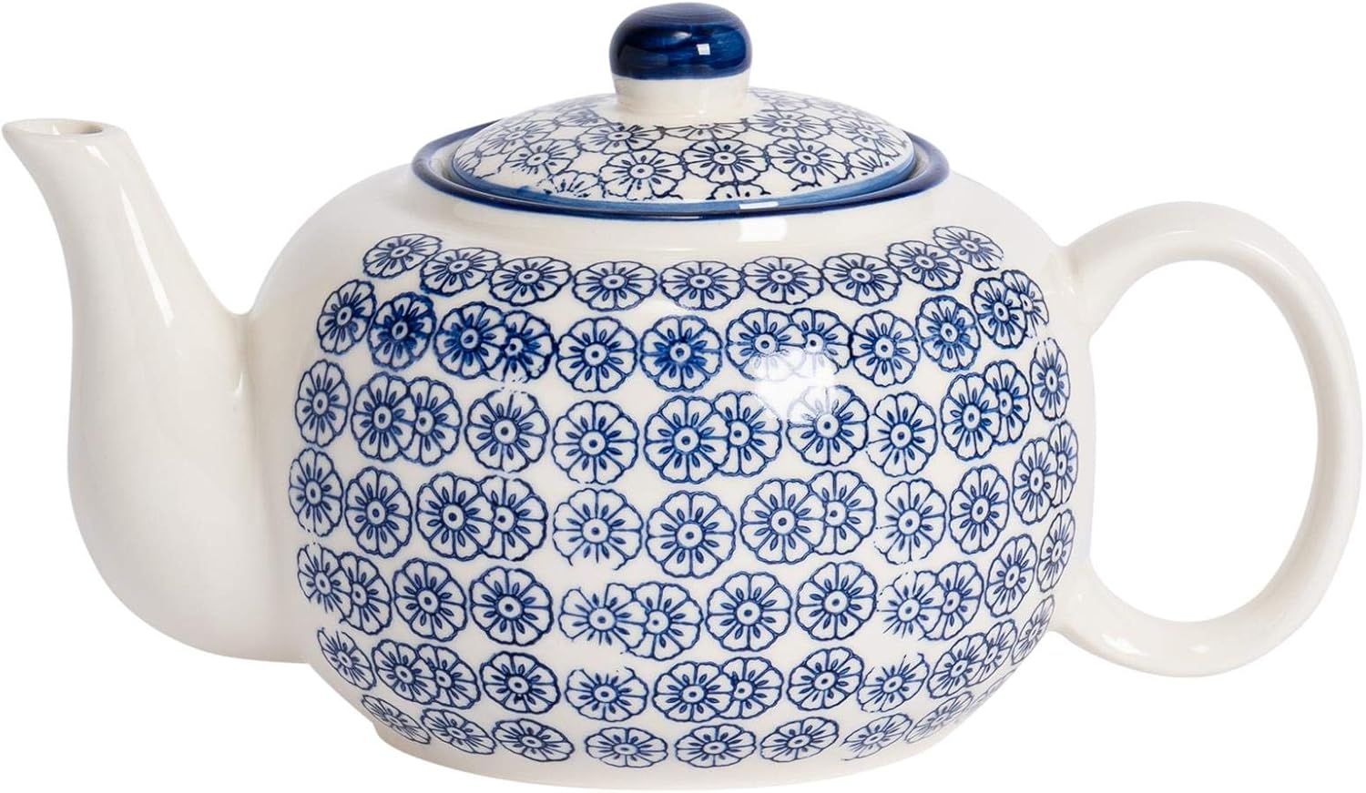 Nicola Spring Hand-Printed Teapot - 820ml - Navy Traditional Decorative ...