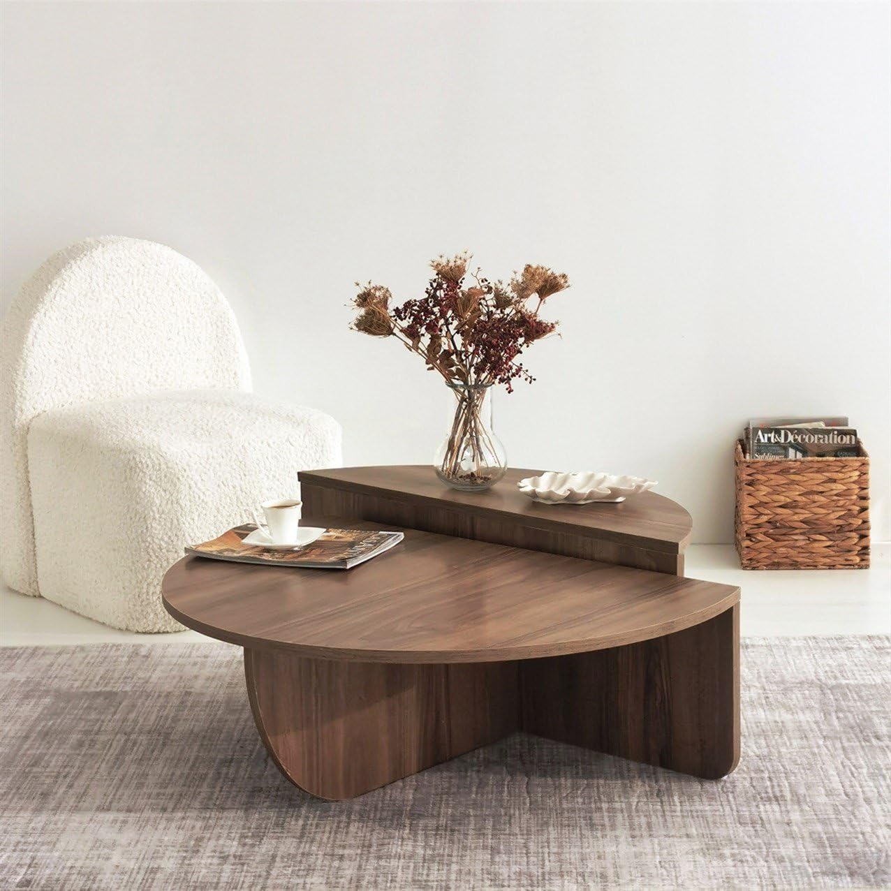 Amazon.com: FAWdecor Modern Wooden Round Coffee Table,Chipboard Wood ...