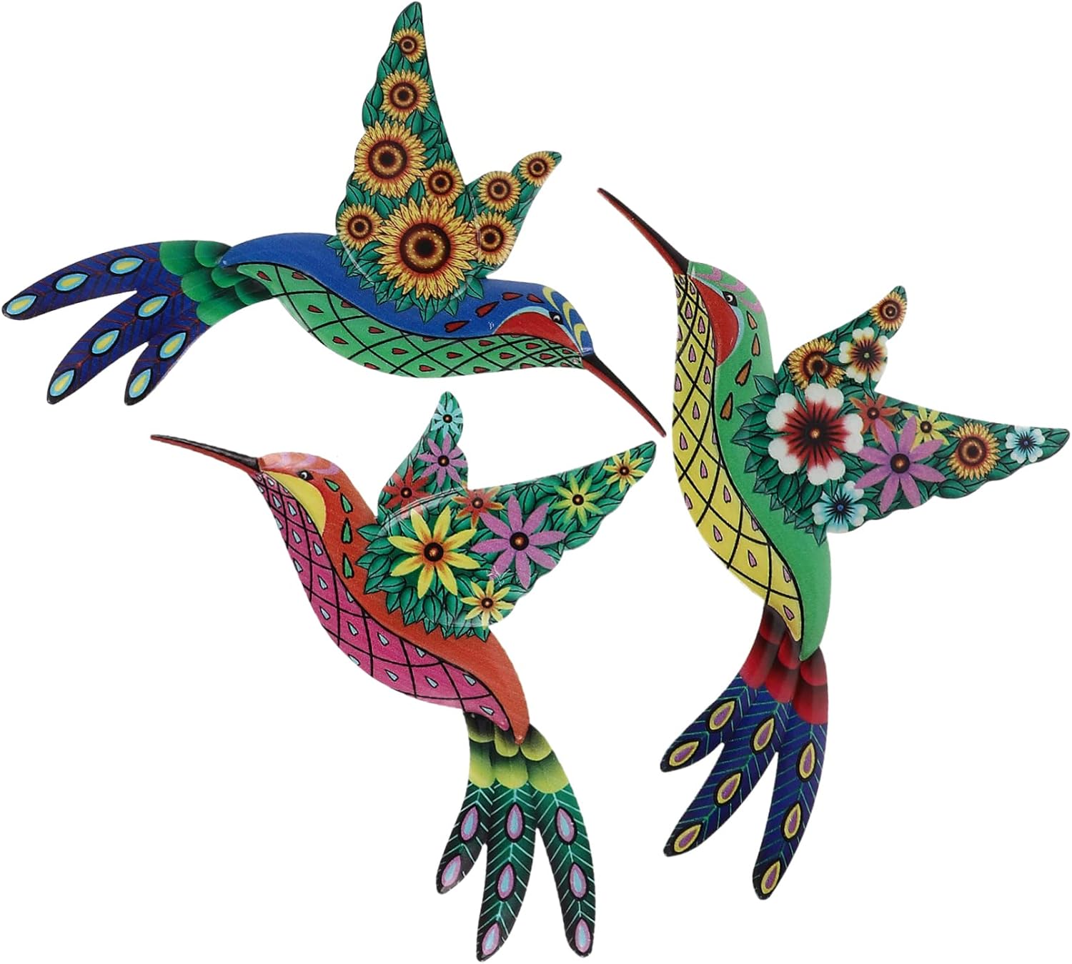 Amazon.com : VALICLUD 3pcs Metal Bird Wall Art Hummingbird Wall ...