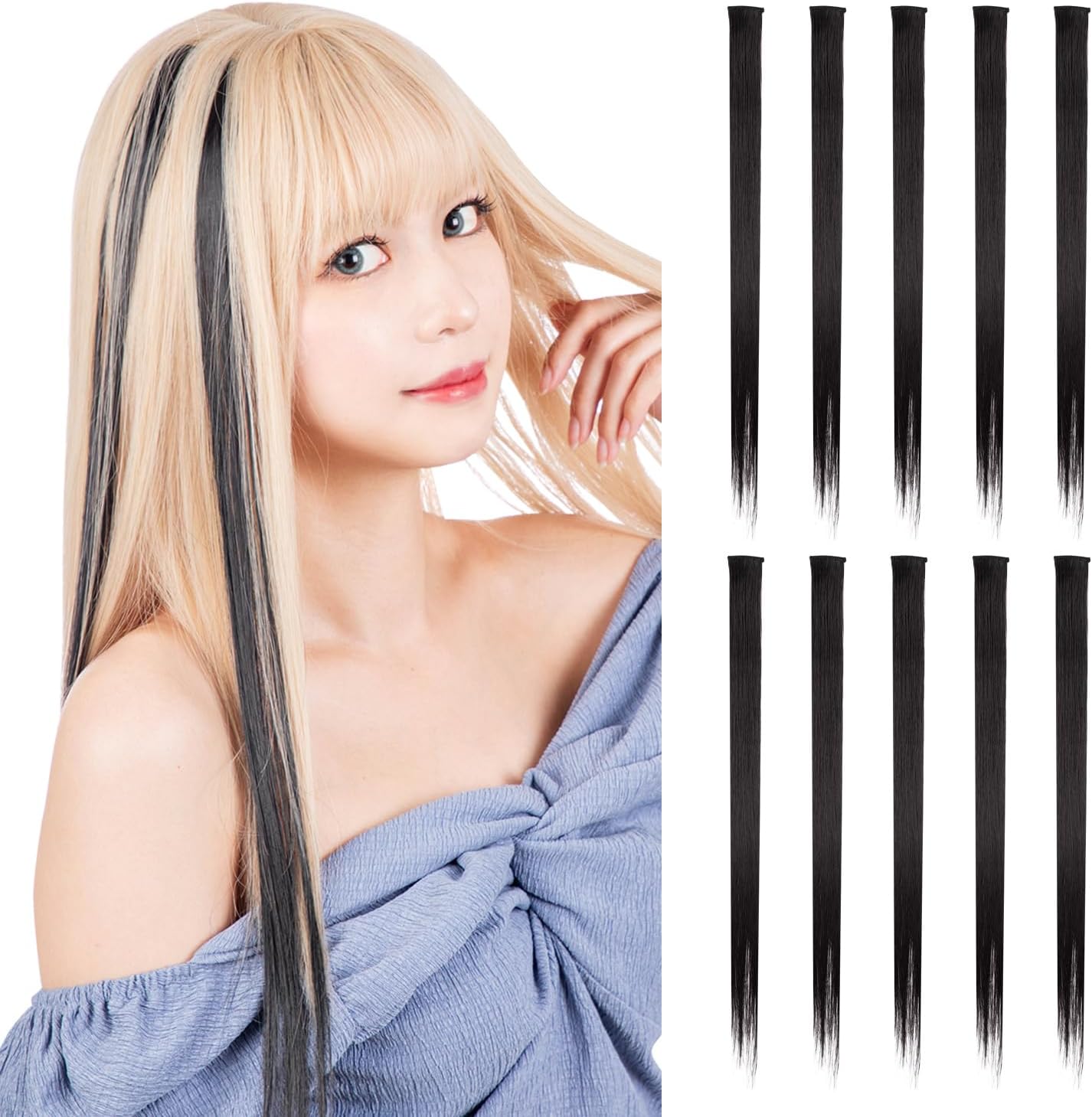 Amazon.com : CLASSE 10Pcs Clip in colored hair extensions, 22inches ...