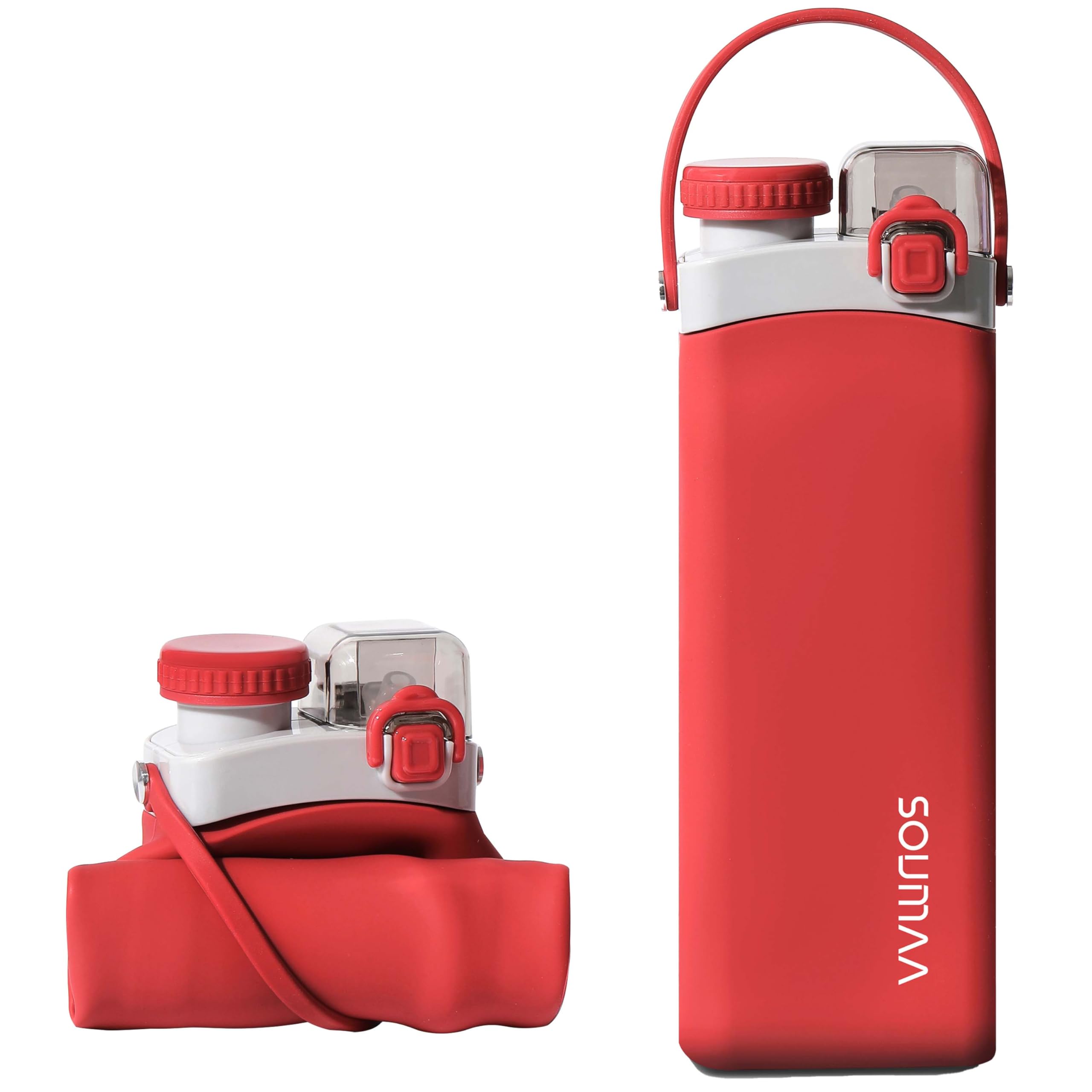 Amazon.com: SOUMAA Silicon Collapsible Water Bottles with Straw-600ml ...