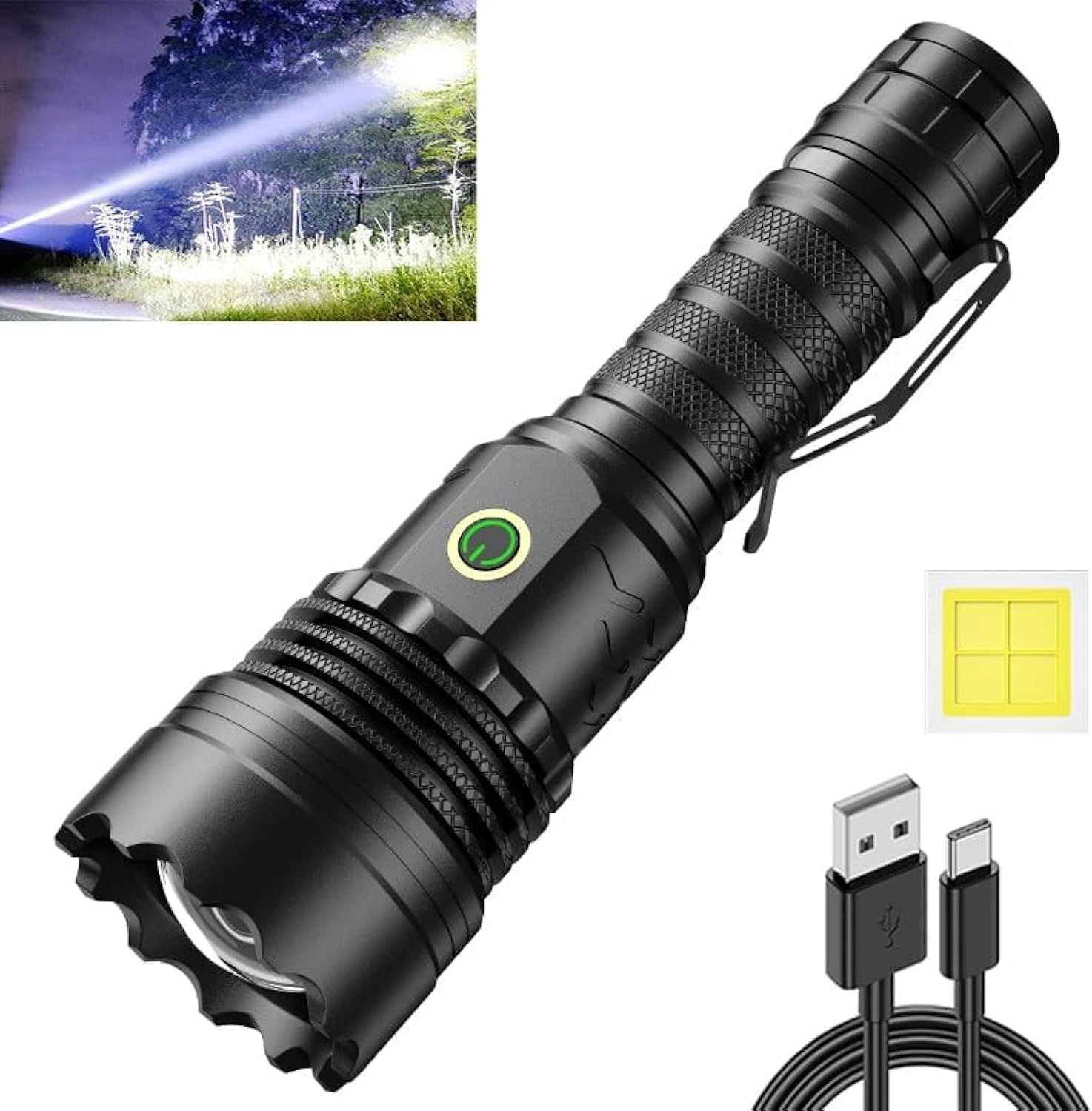 HJB VISSO Flashlights LED USB Rechargeable, 20000 High Lumens 8800 mAh ...