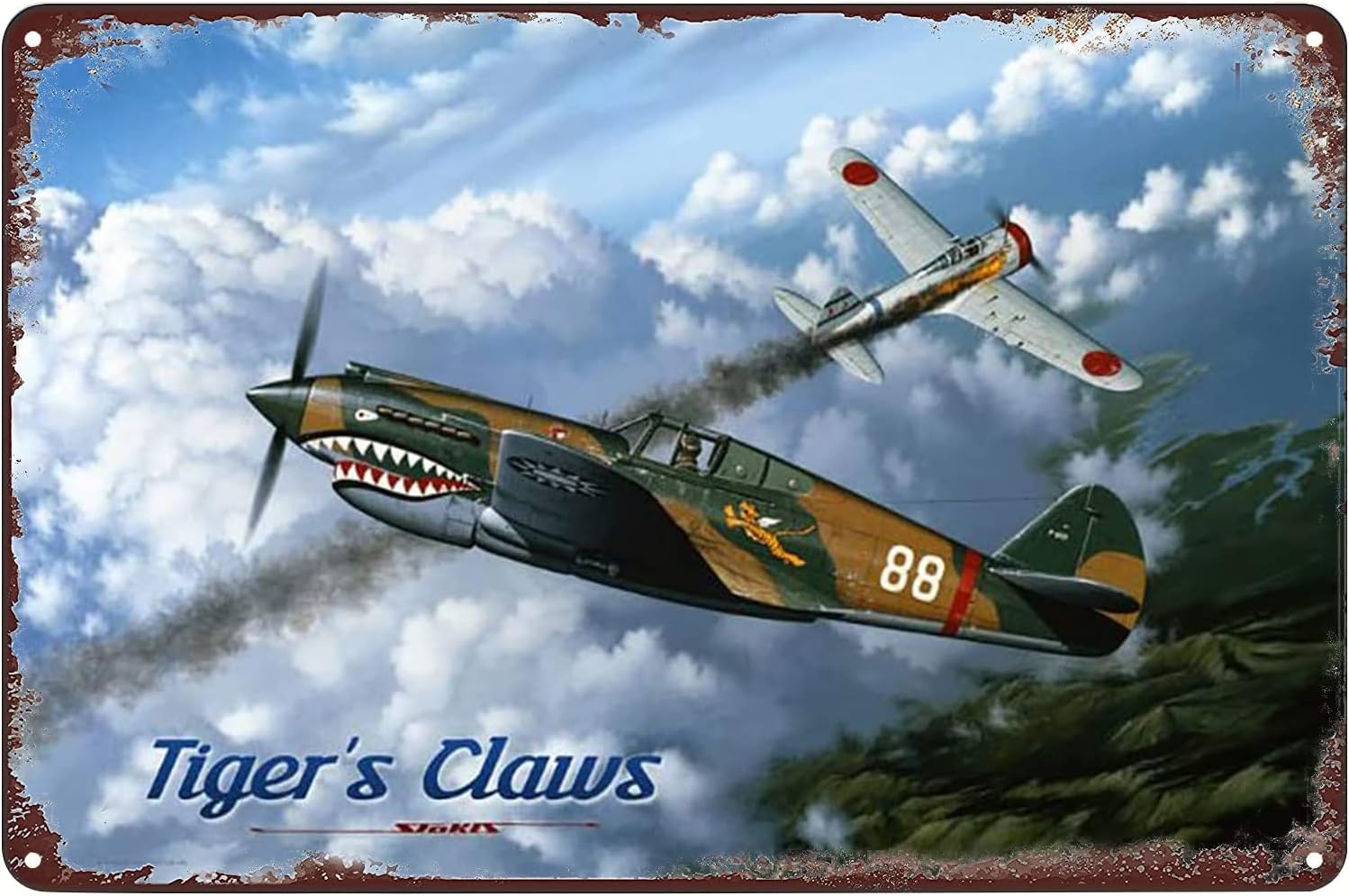 Amazon.com: P-40 Tomahawk Poster WW2 Airplane Aircraft Metal Tin Sign ...