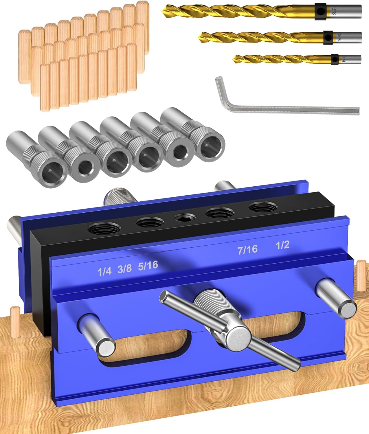 VPSUN Self Centering Woodworking Doweling Jig Set,Premium Steel and ...