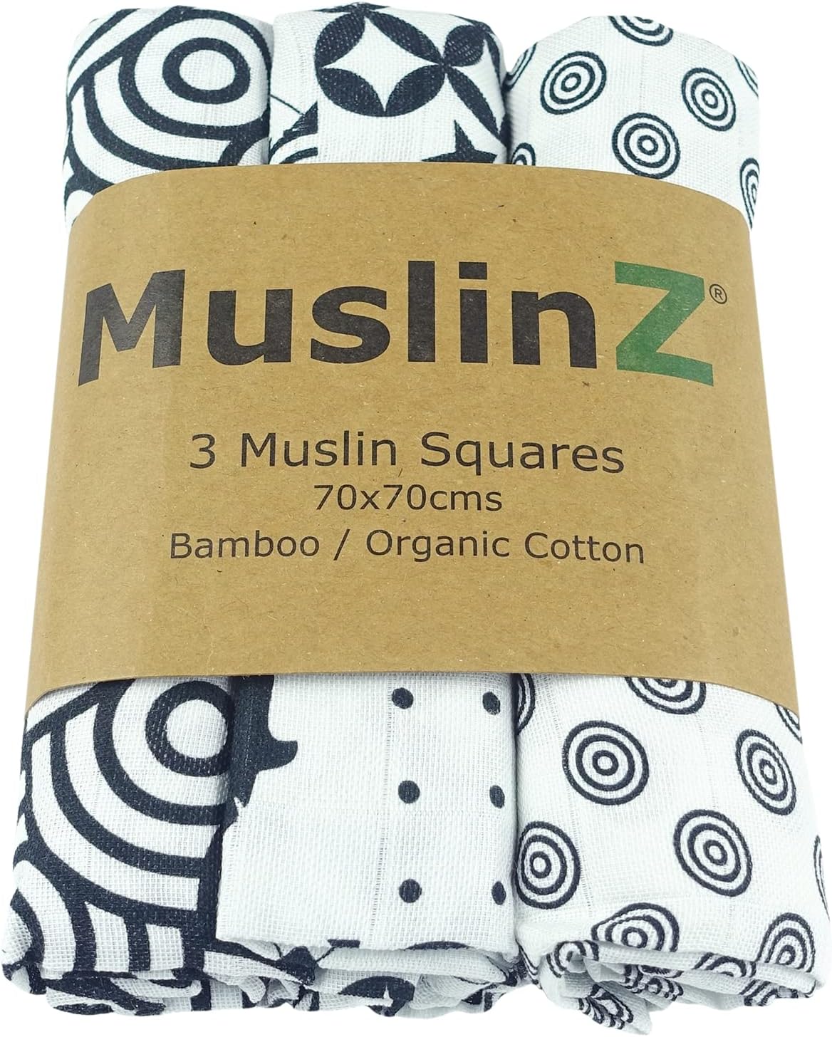 MuslinZ 3PK Bamboo/Organic Cotton Muslin Squares 70x70cm Unbleached ...