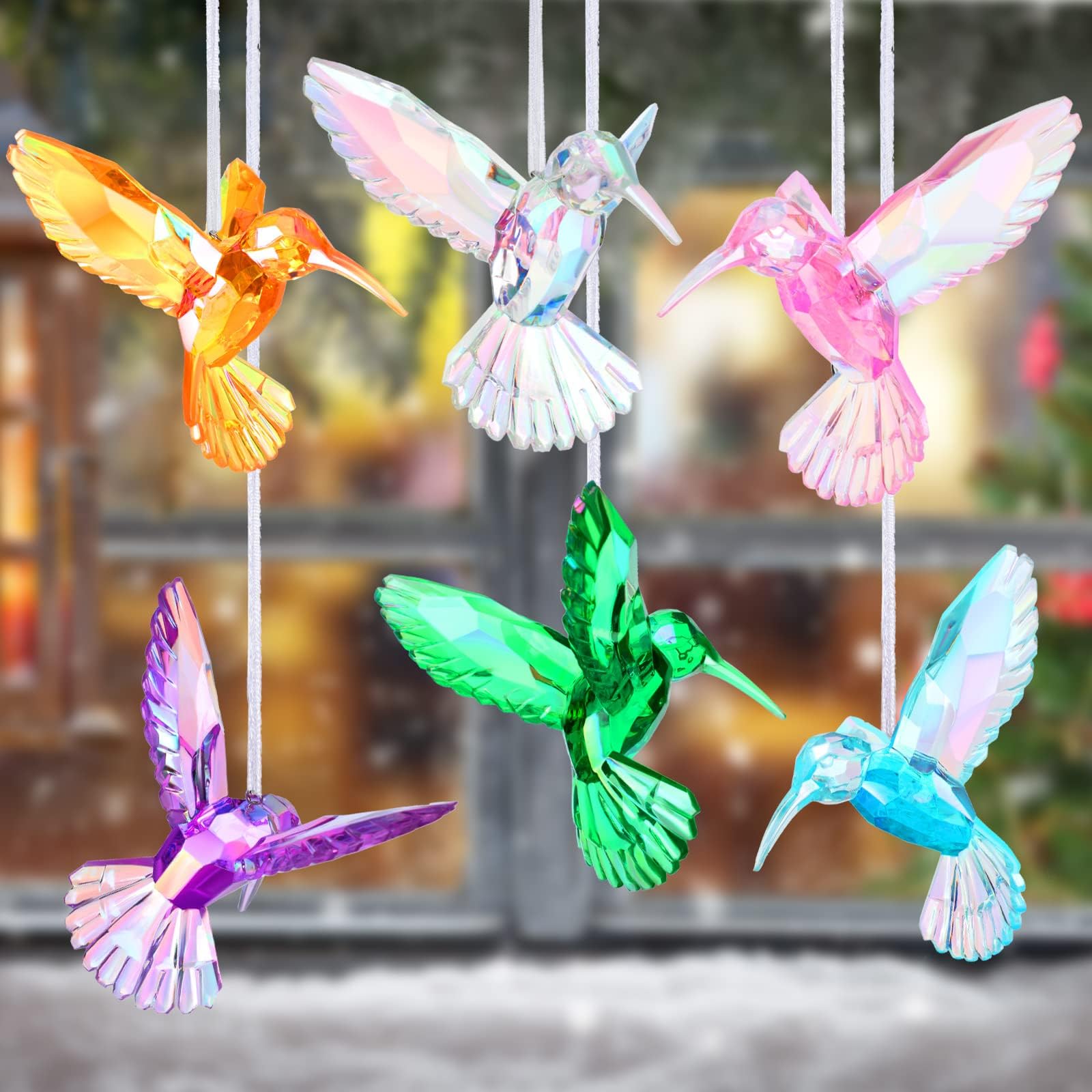 Amazon.com: 6 Pieces Christmas Hummingbird Ornaments Acrylic ...