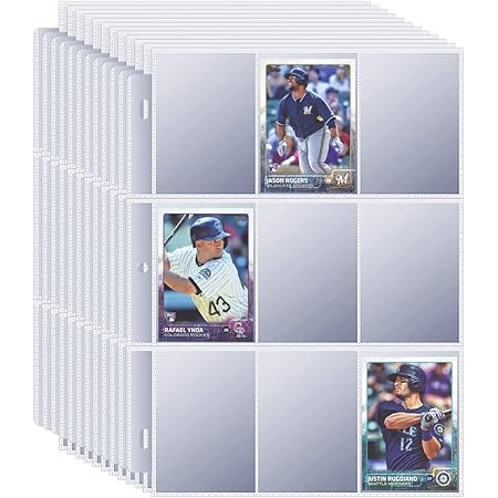 Amazon.com: 900 Pockets Baseball Card Sleeves, Double Side 9-Pocket ...