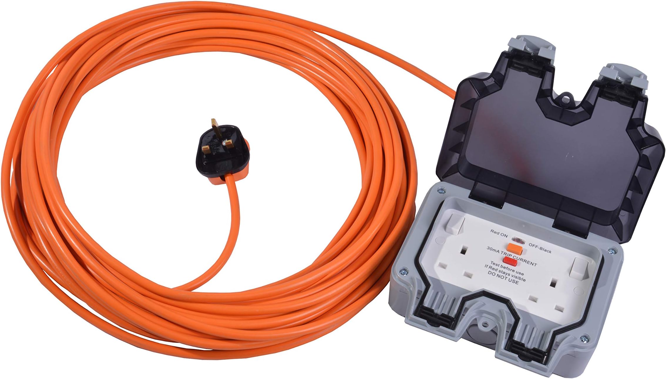 All Lengths 13 AMP RCD Weatherproof Mains Outdoor Extension Lead IP65 2 ...