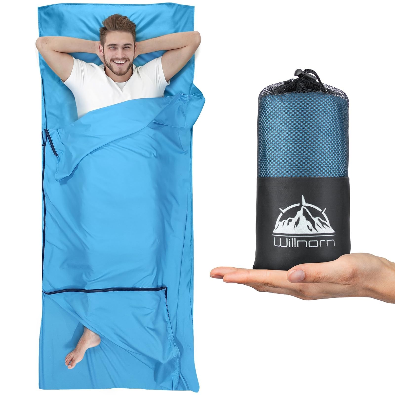 Snapklik.com : Sleeping Bag Liner, Upgraded Two Way Zippers Adult Sleep ...