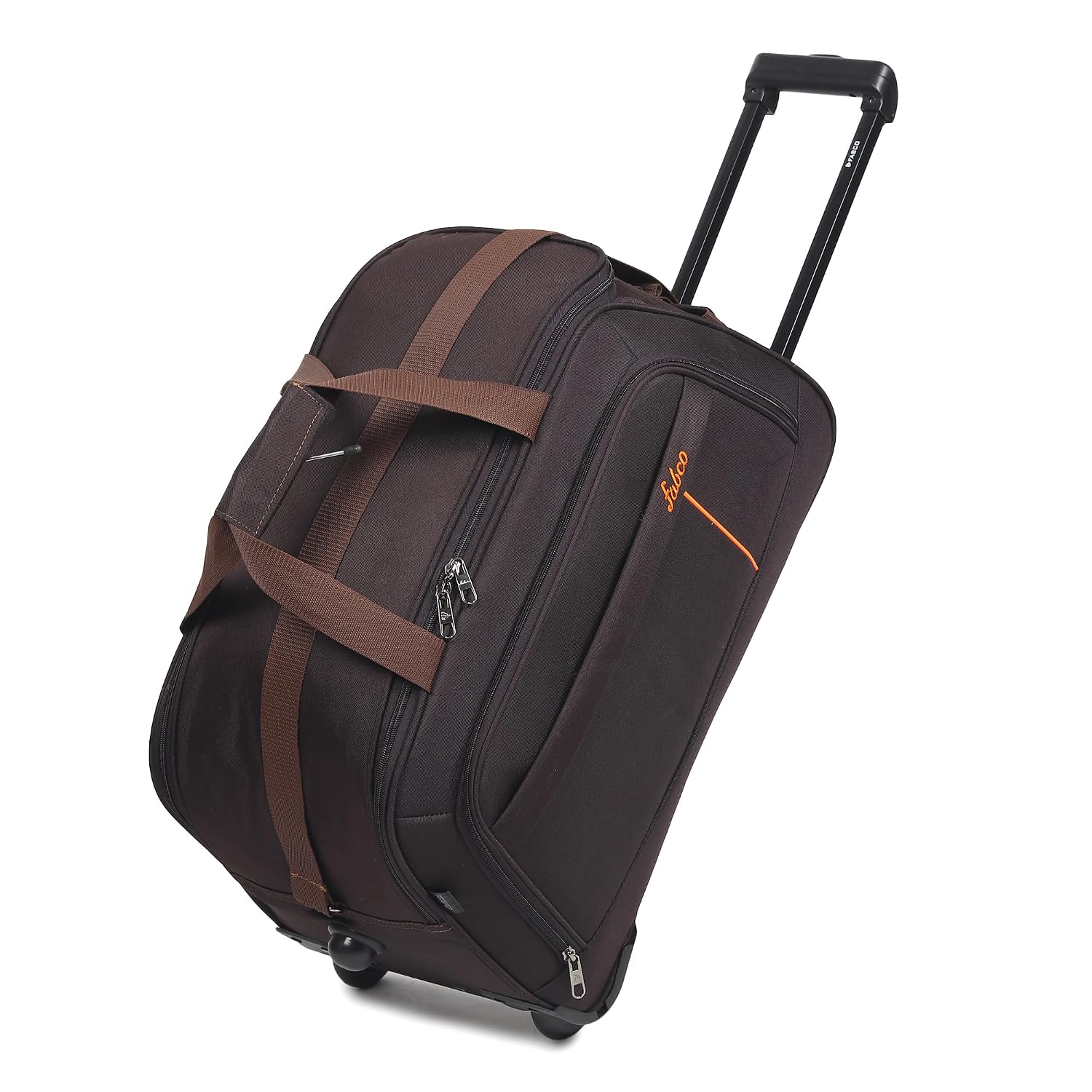 Buy FBI Fabco Travel Duffle Bag with 2 Wheels Trolley (S, Brown) at ...