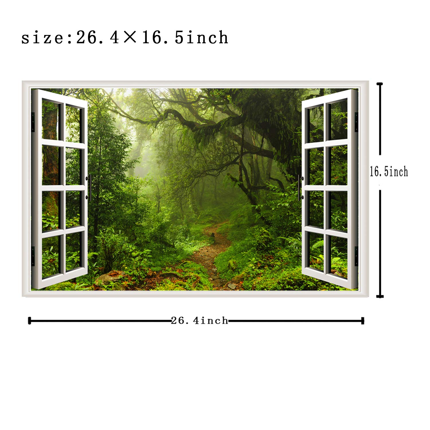 Forest Trees Window Wall Sticker Virgin Jungle Fake Window Wall Decals ...