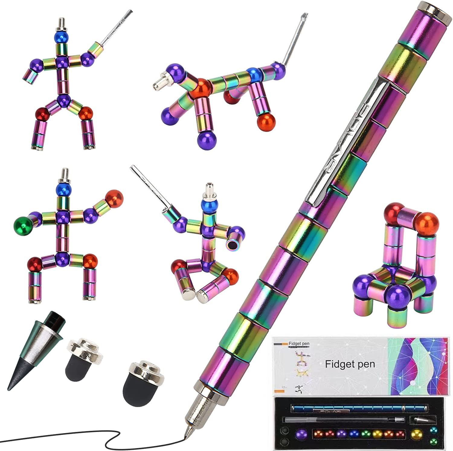 ROBO KING Fidget Magnetic Toy Pen Stress Relief Pen Multifunction Pen ...