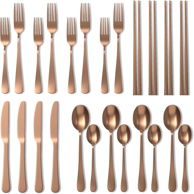 Amazon.com | Homwoody Upgraded 18/8 Stainless Steel 28-Piece Flatware ...