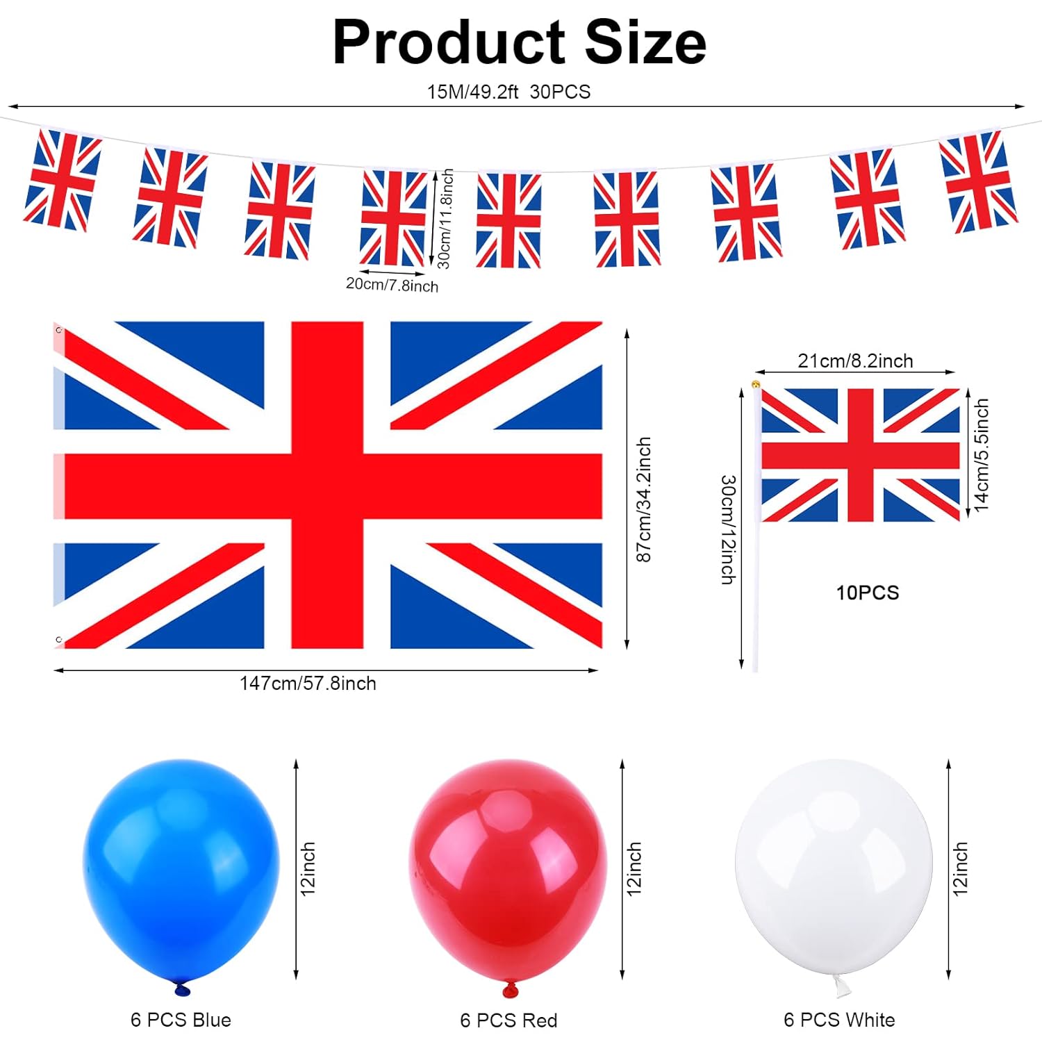 59PCS Jubilee Decorations 2022, Union Jack Flag 30pcs Union Jack ...